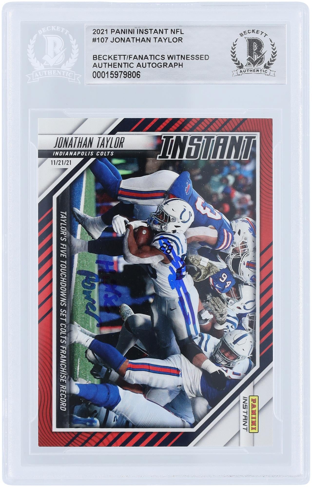 Jonathan Taylor Indianapolis Colts Autographed 2021 Panini Instant #107 ...