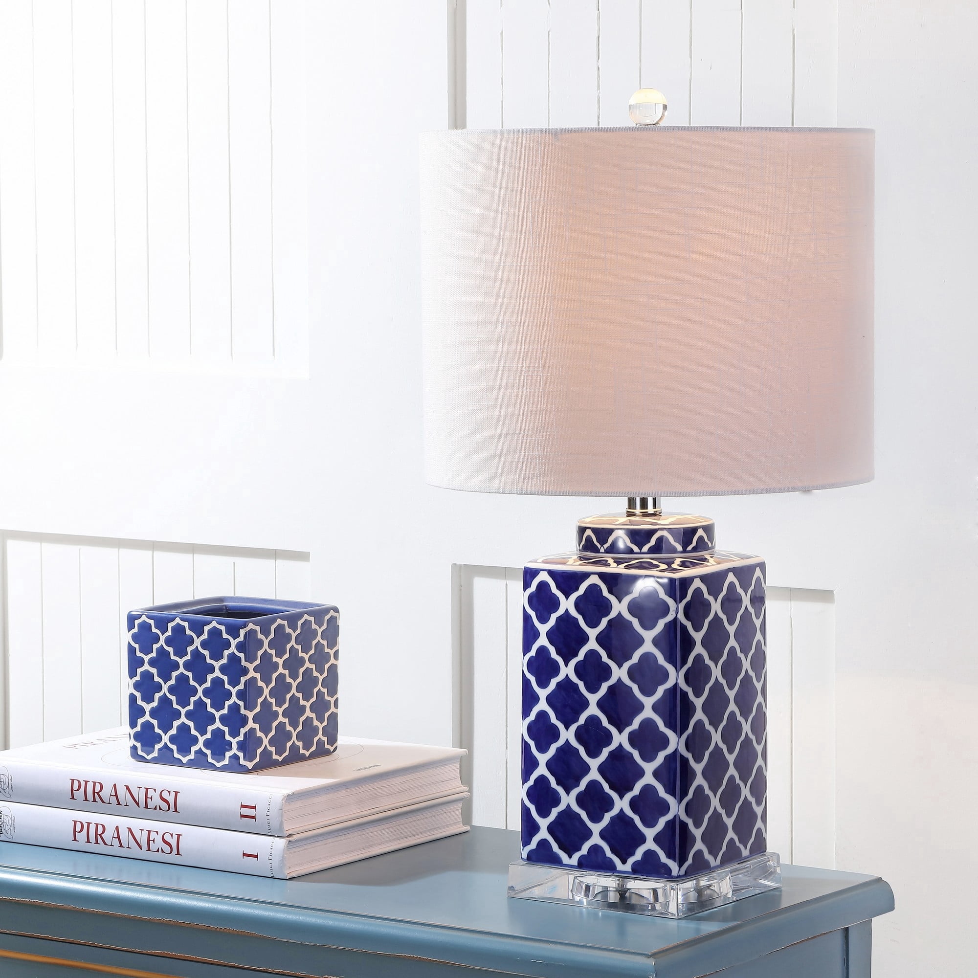 JONATHAN Y Clarke 23" Chinoiserie LED Table Lamp, Blue/White, JYL3011A ...