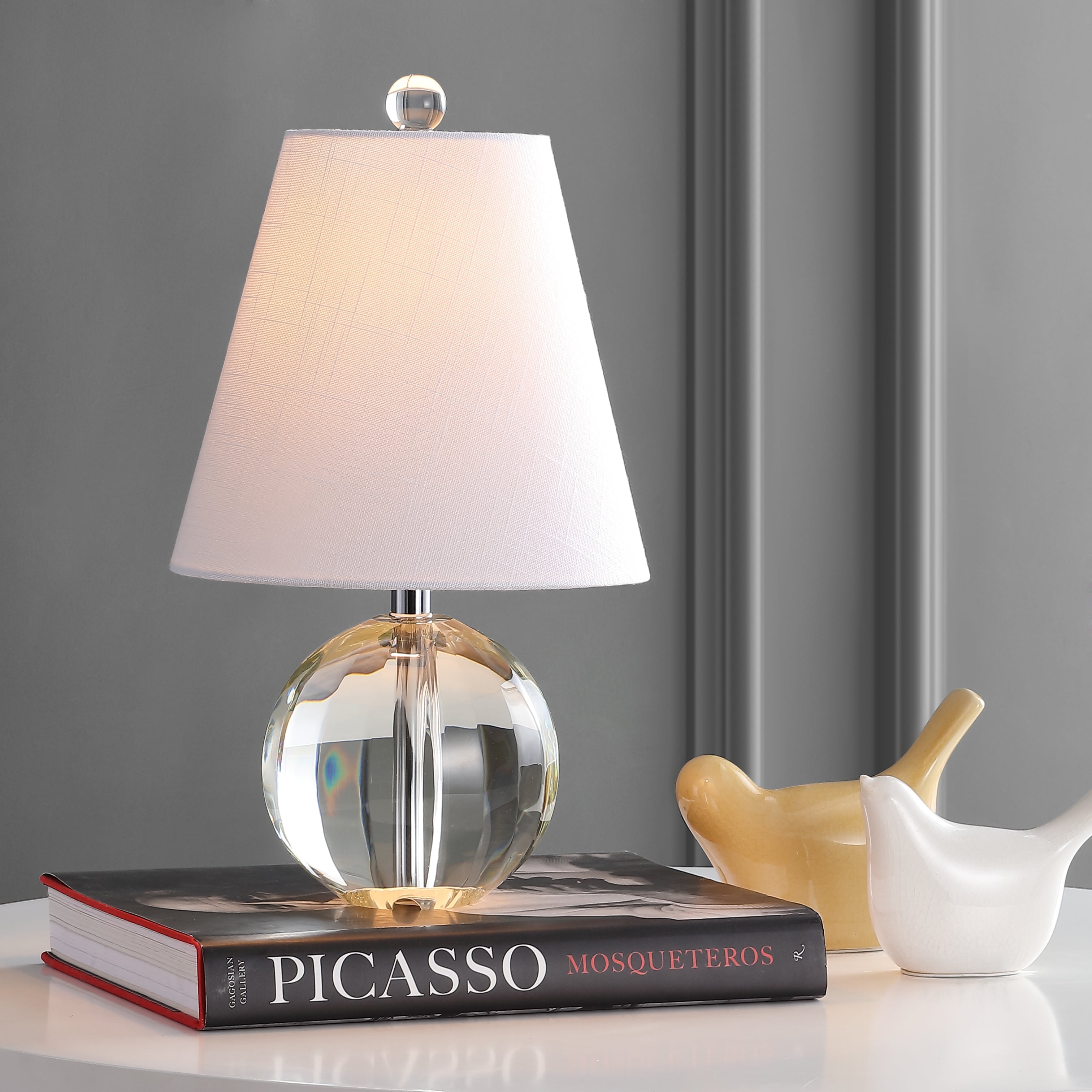 JONATHAN Y Goddard 16" Crystal Ball/Metal LED Table Lamp, Clear ...
