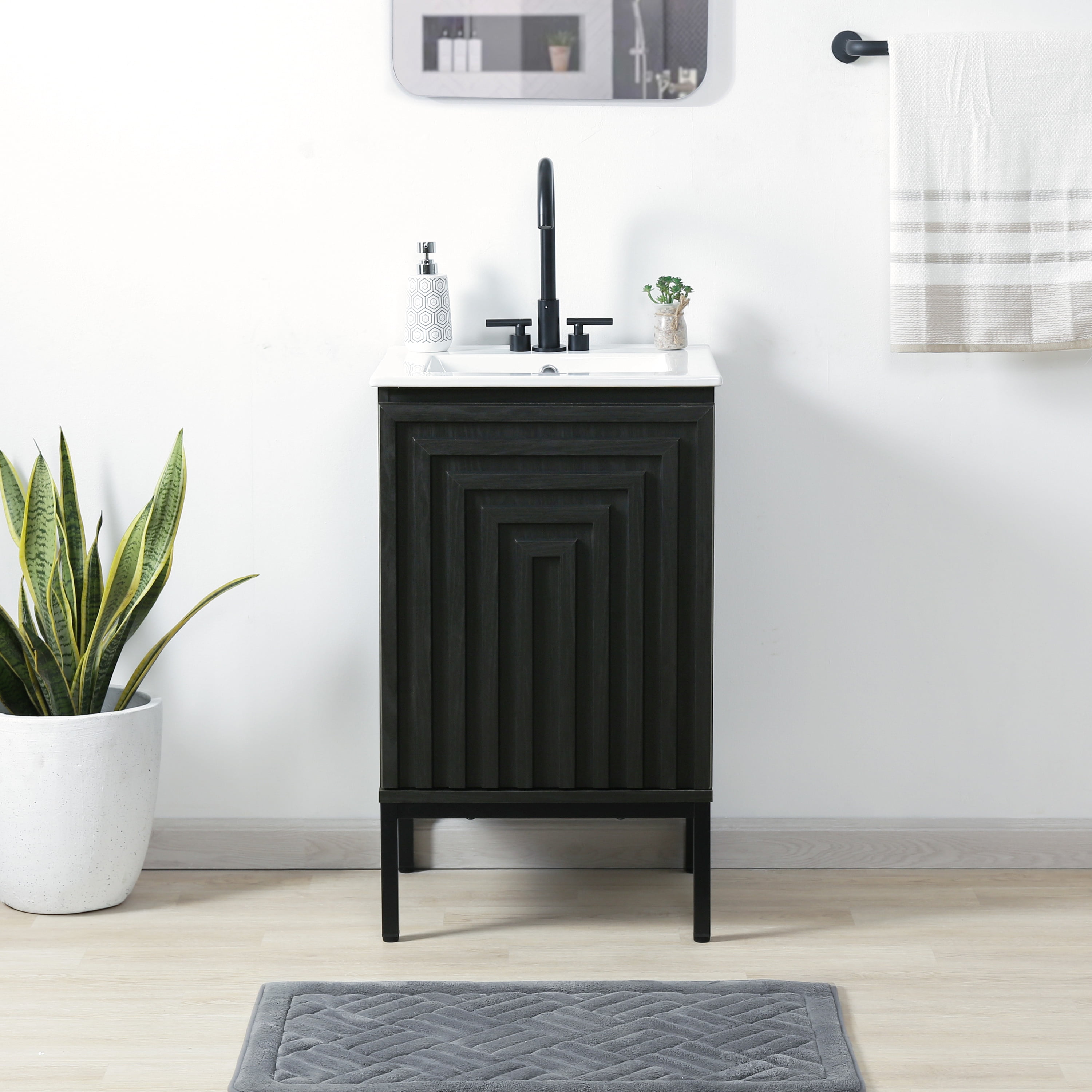 JONATHAN Y Rowan 20 in. W x 18 in. D x 33 in. H, 2-Shelf, Bath Vanity ...