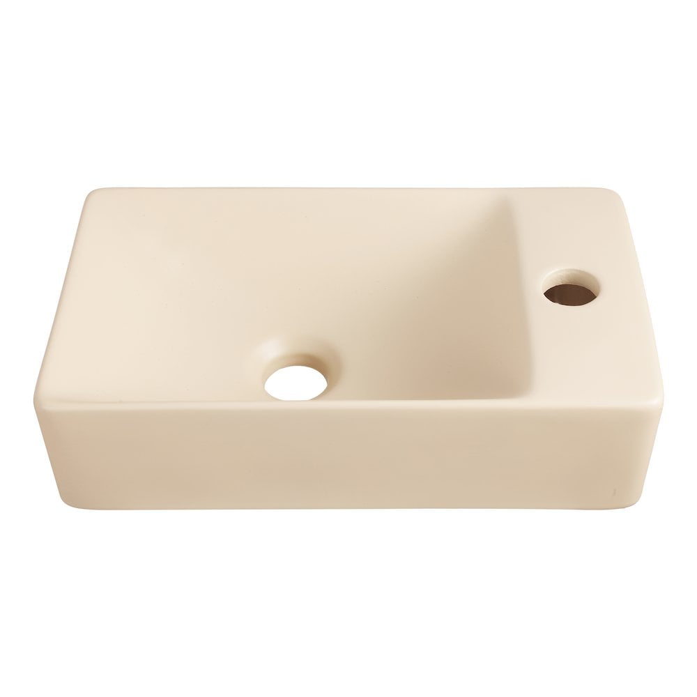 Jonathan Y Wall Mounted Rectangular Ceramic Mini Sink, Right-Side ...
