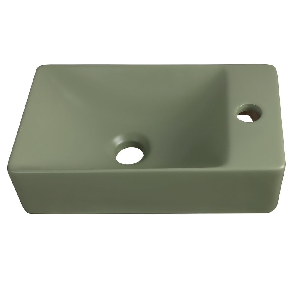 Jonathan Y Wall Mounted Rectangular Ceramic Mini Sink, Right-Side ...