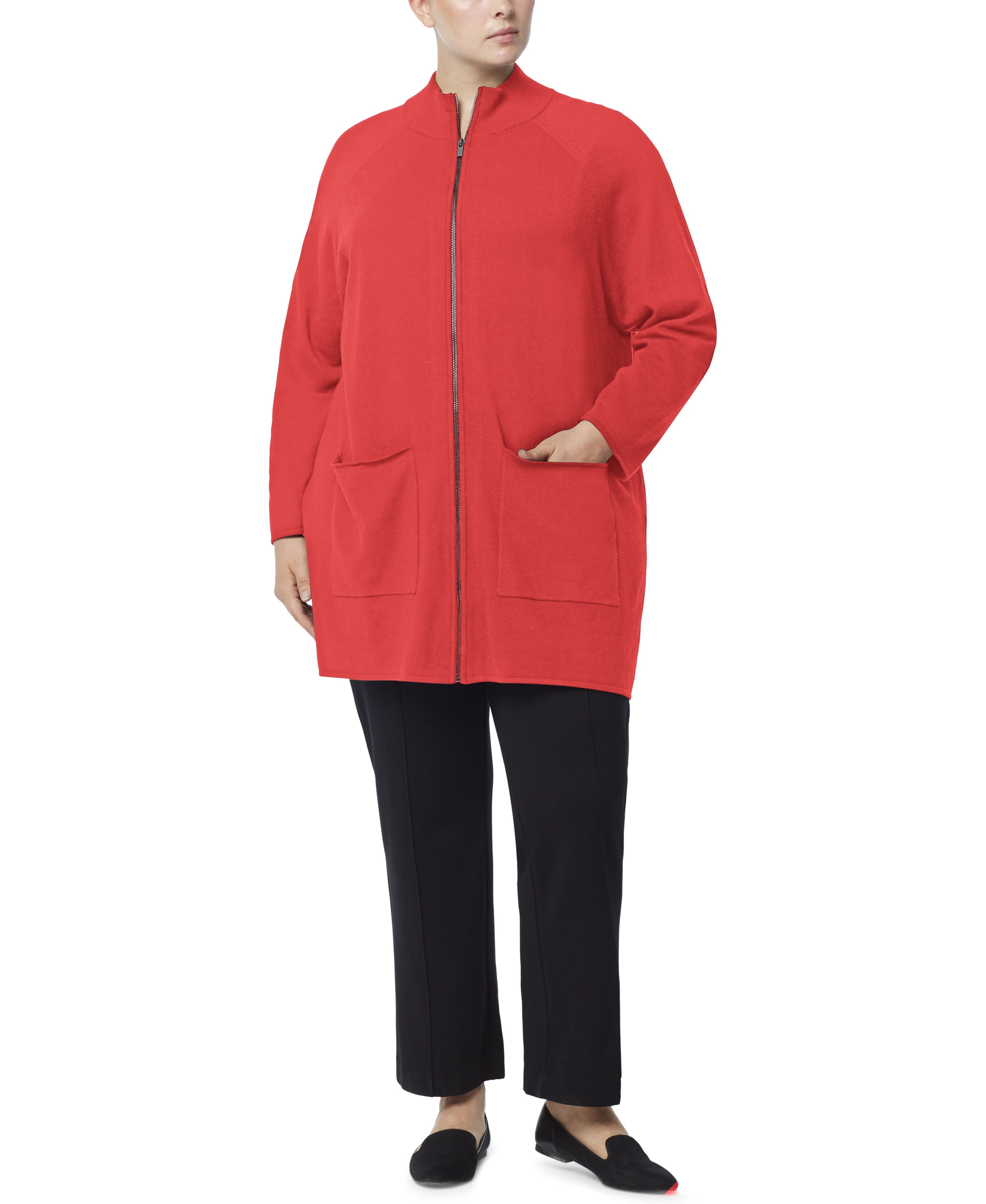 Jones New York Plus Size Zip Front Cardigan Sweater Rouge 2X - Walmart.com