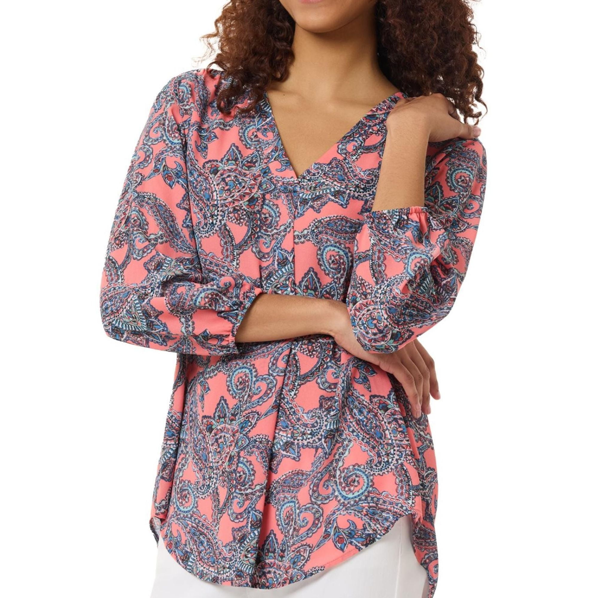 Jones New York Womens Paisley Tunic Blouse, Multicoloured, Petite, P/PS ...