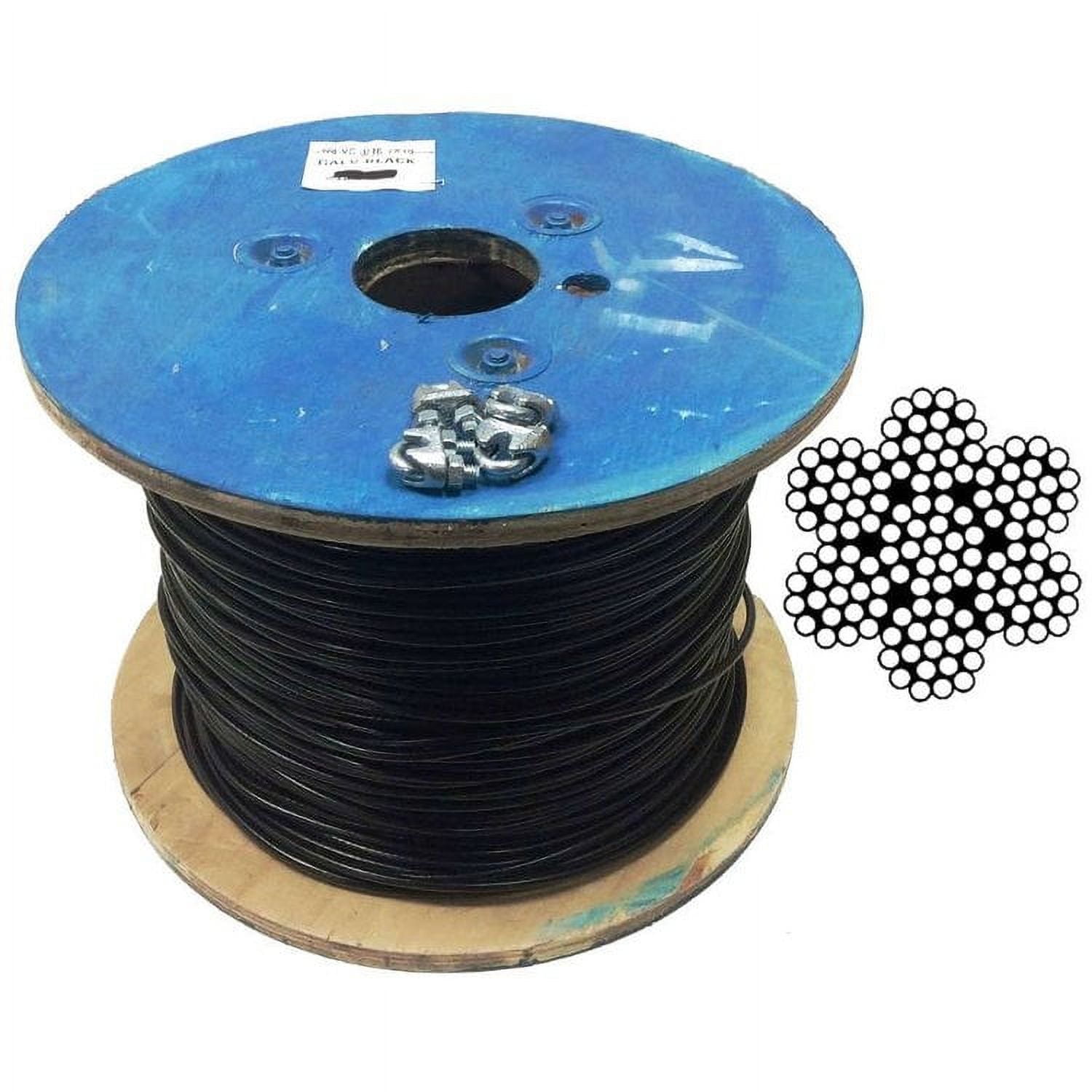 Jones-Sports Black Vinyl Coated Cable 1000' with 25 Clamps - Walmart.com