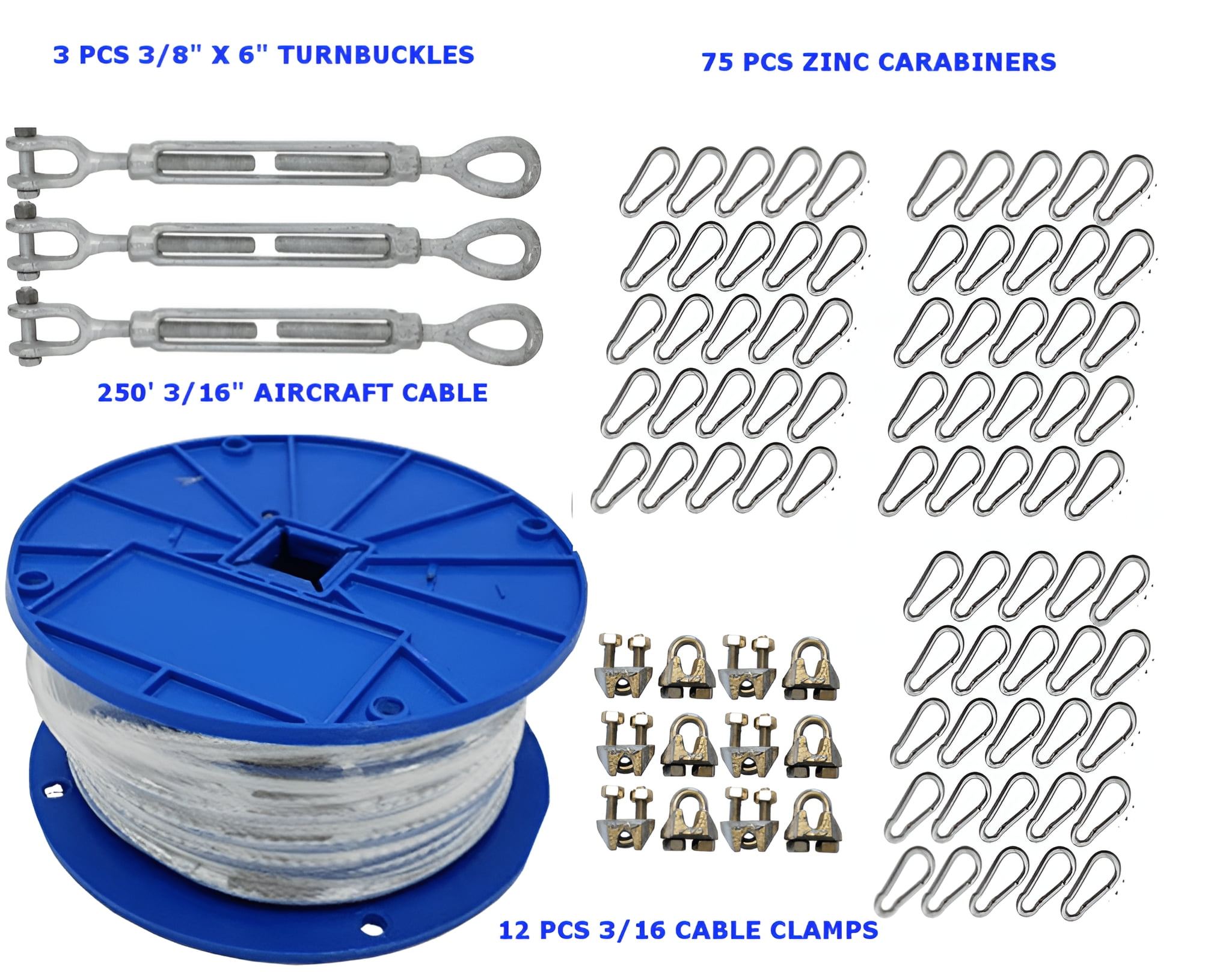 Jones-Sports Heavy Duty Indoor/Outdoor Cable Kit Hardware for Baseball ...