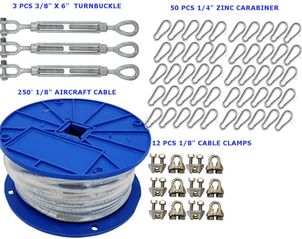 Jones Sports Medium Duty Indoor/Outdoor Cable Kit for Baseball Softball ...