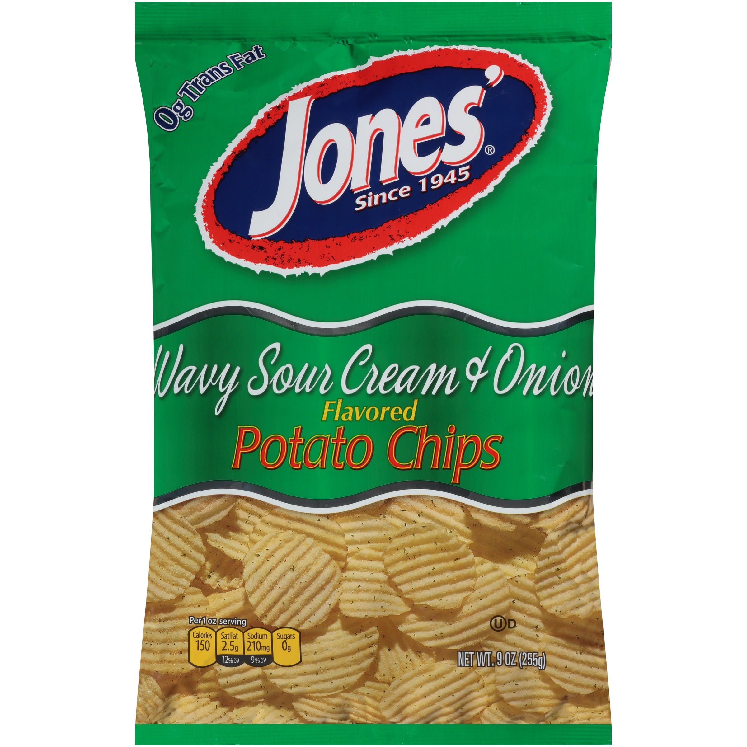 Jones' Wavy Sour Cream & Onion Flavored Potato Chips, 9 Oz. - Walmart.com