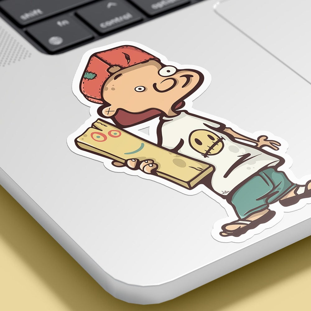 Jonny And Plank Sticker - Nostalgic Cartoon Vinyl Sticker, Fun Retro ...