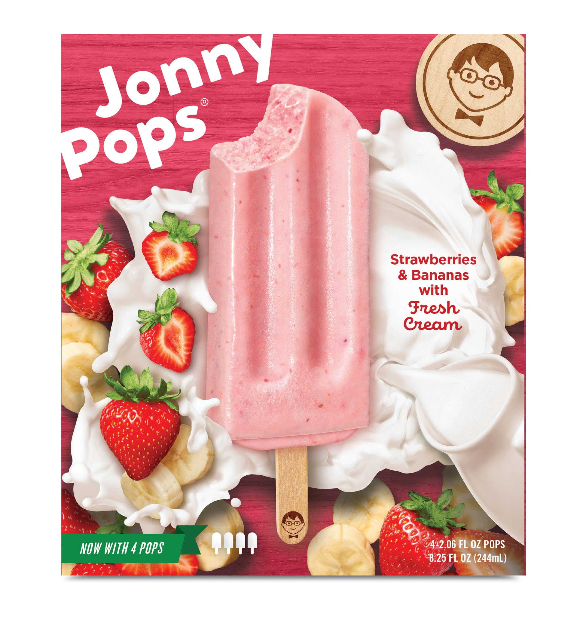 JonnyPops Strawberry Banana and Cream Smoothie Pops, 2.06 Fluid Ounce ...