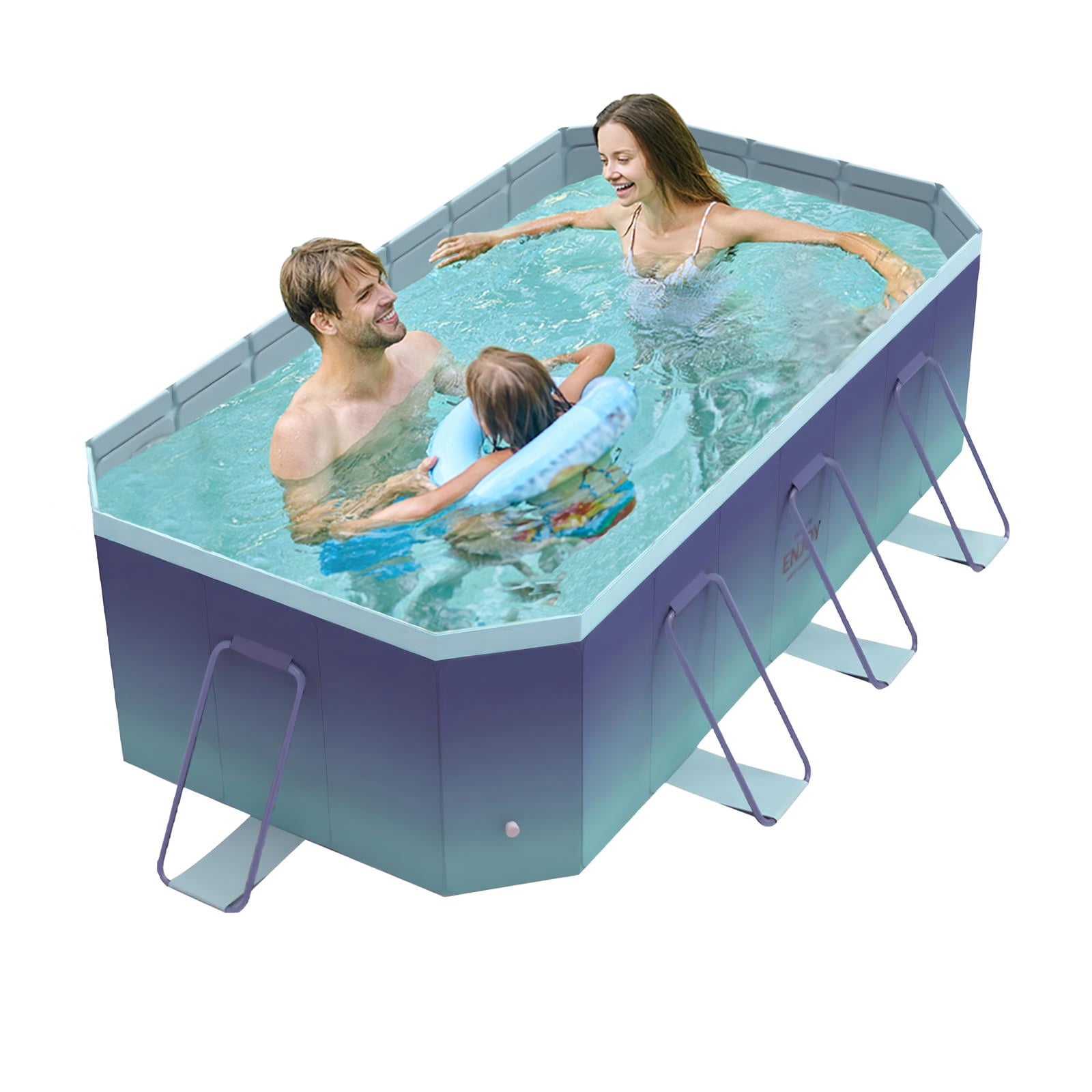Jonster Upgraded Foldable Swimming Pool, Metal Bracket Non-Inflatable ...