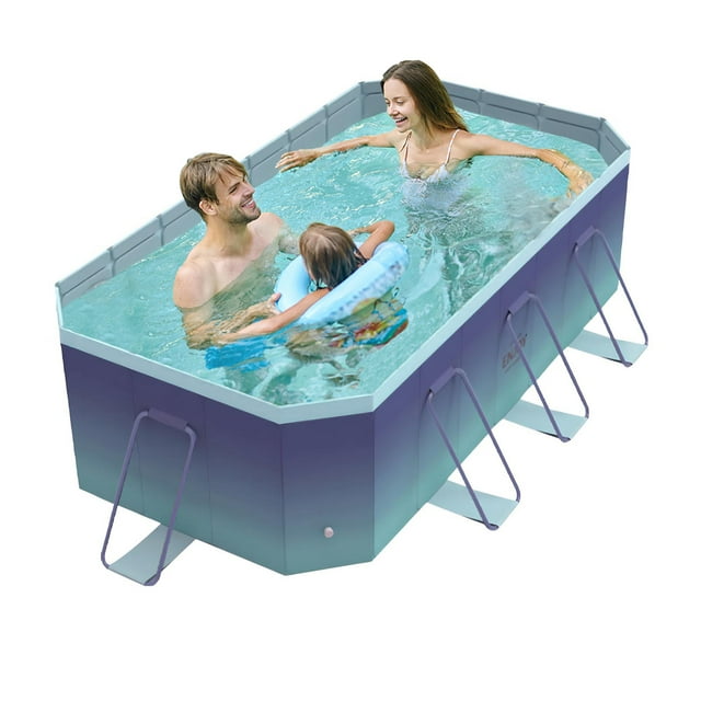 Jonster Upgraded Foldable Swimming Pool, Metal Bracket Non-Inflatable ...