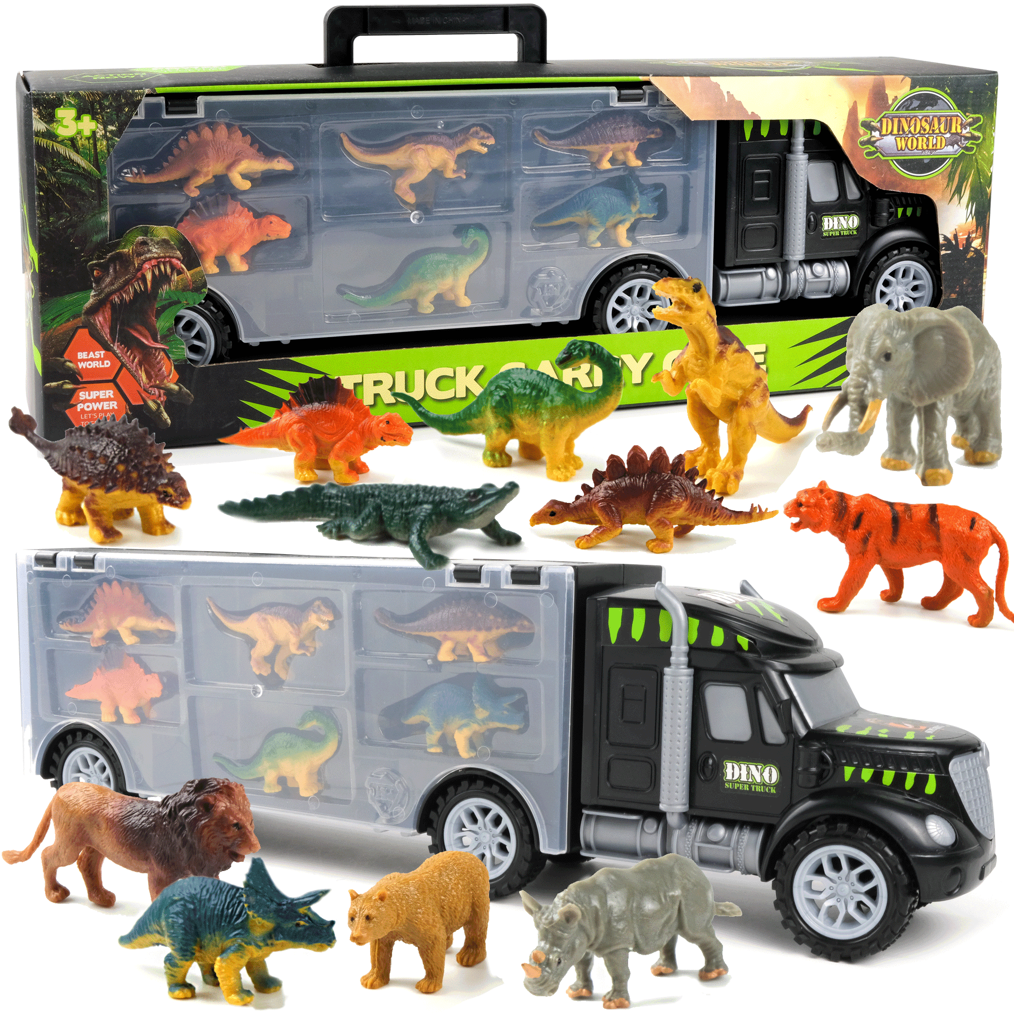 Jonzoo Dinosaur Truck Toys with 6 Dinosaurs 6 Animals, Dinosaur Toys ...