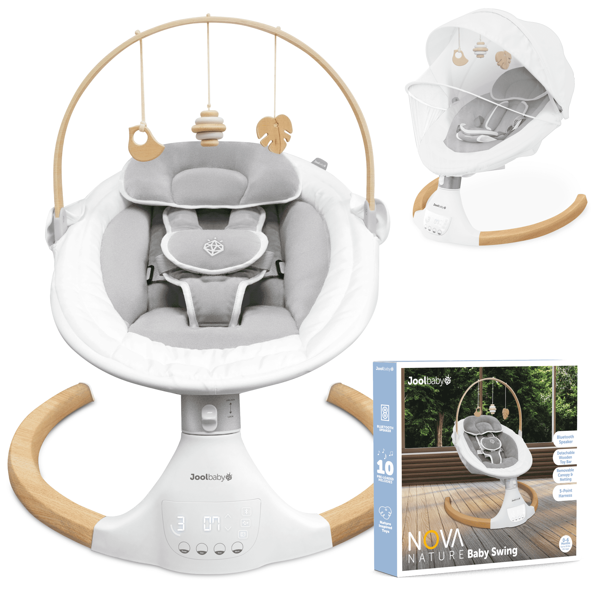 Jool Baby Nova Nature Portable Newborn Swing - Compact Electric ...