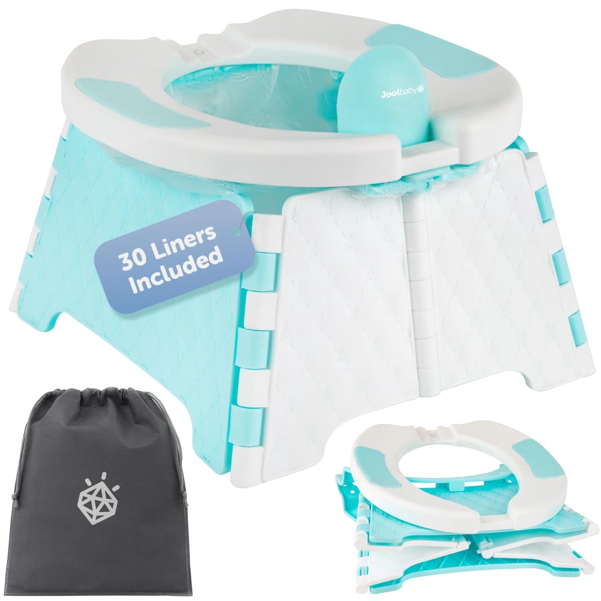 Jool Baby Portable Foldable Travel Potty Chair with 30 Liners, Travel ...