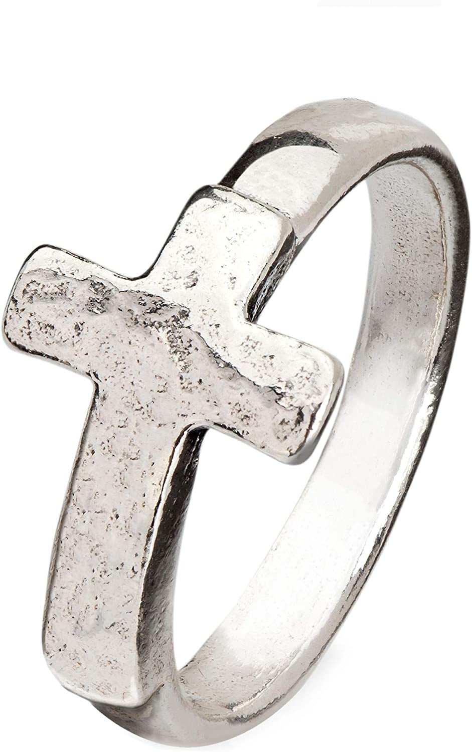 JoolalaSimply Silvered Cross Ring 925 Sterling Silver Women Ring ...