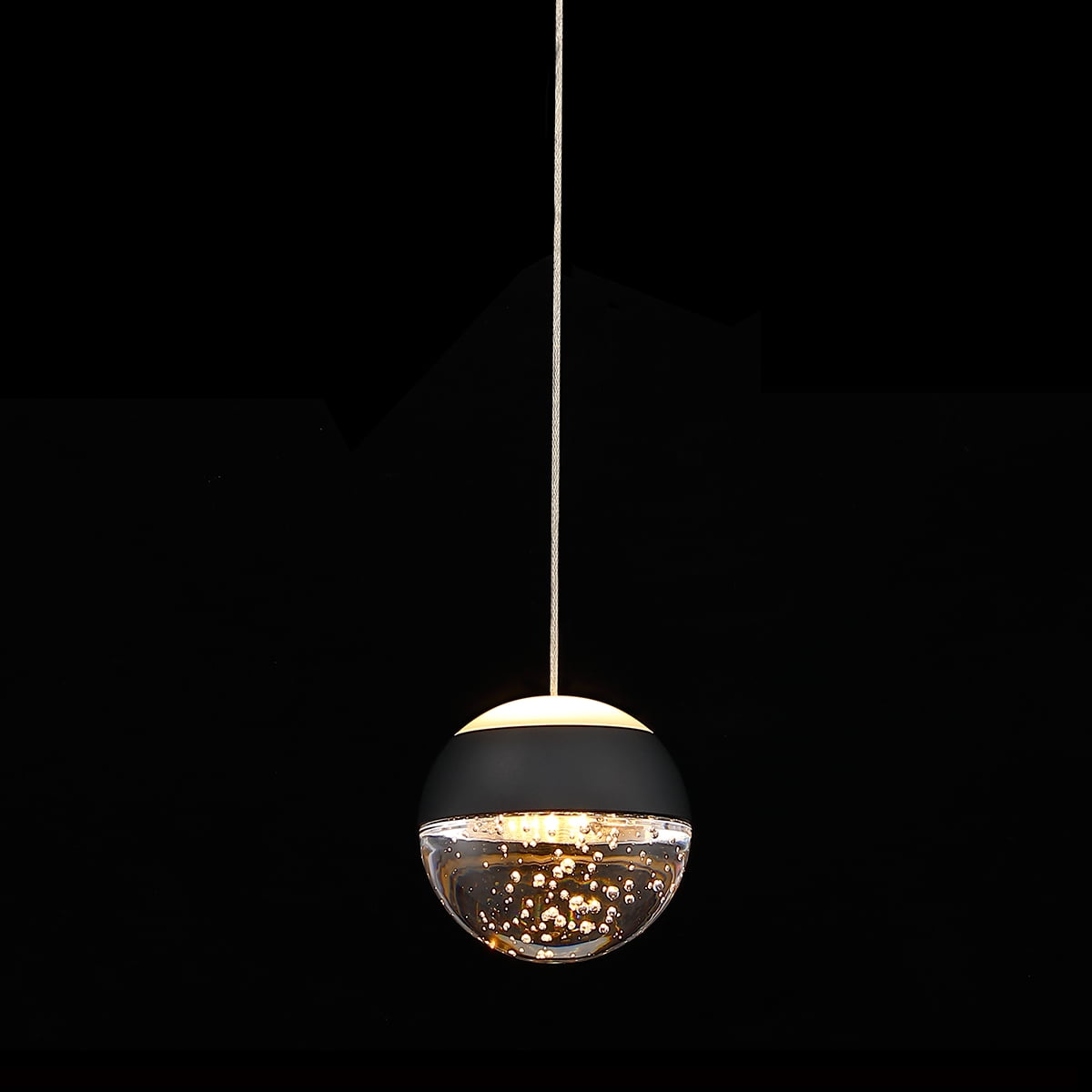 JoollySun Mini Indoor LED Pendant Light, Single Globe Crystal Ceiling ...