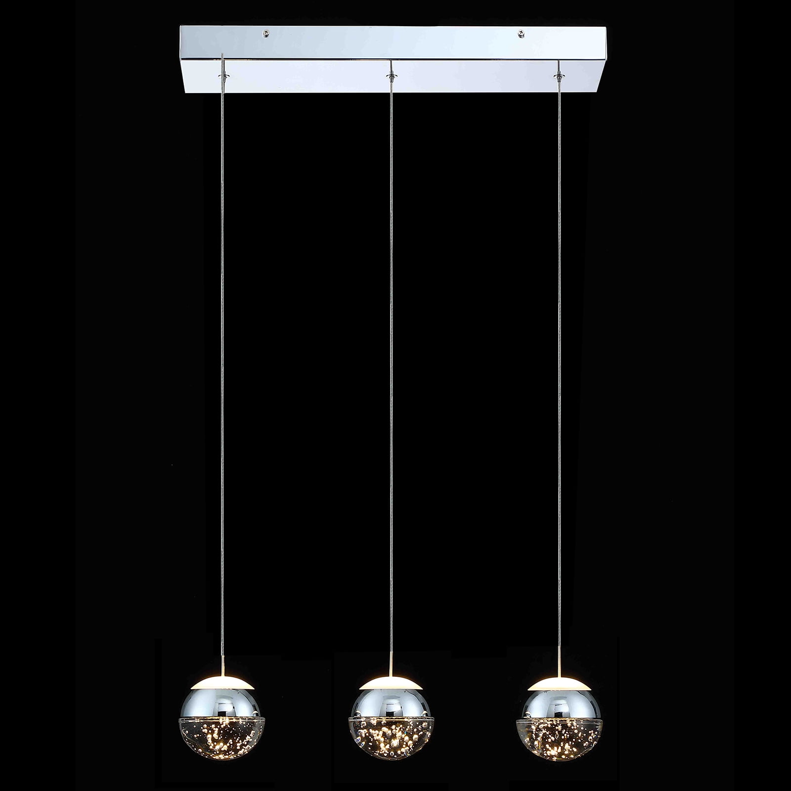 JoollySun 3 Lights Crystal Pendant Lighting Modern LED Ceiling Hanging ...