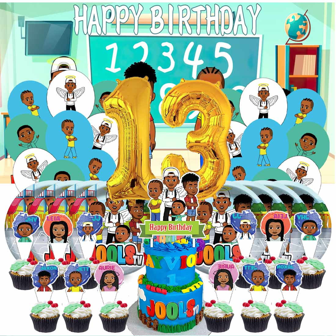 Jools TV Balloons Party Supplies 13th Decor Tableware Birthday Cake ...
