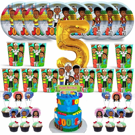 Jools TV Birthday 5th Cups Party Supplies Plates Fans Decorations Cake ...