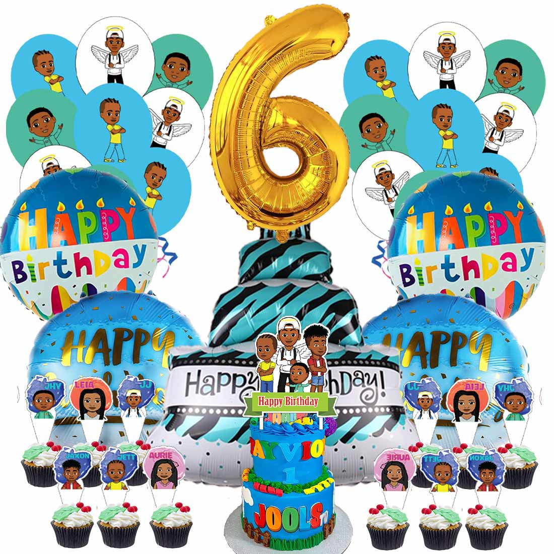 Jools TV Party Supplies 6th Decor Kit Balloons Birthday Cake Topper ...