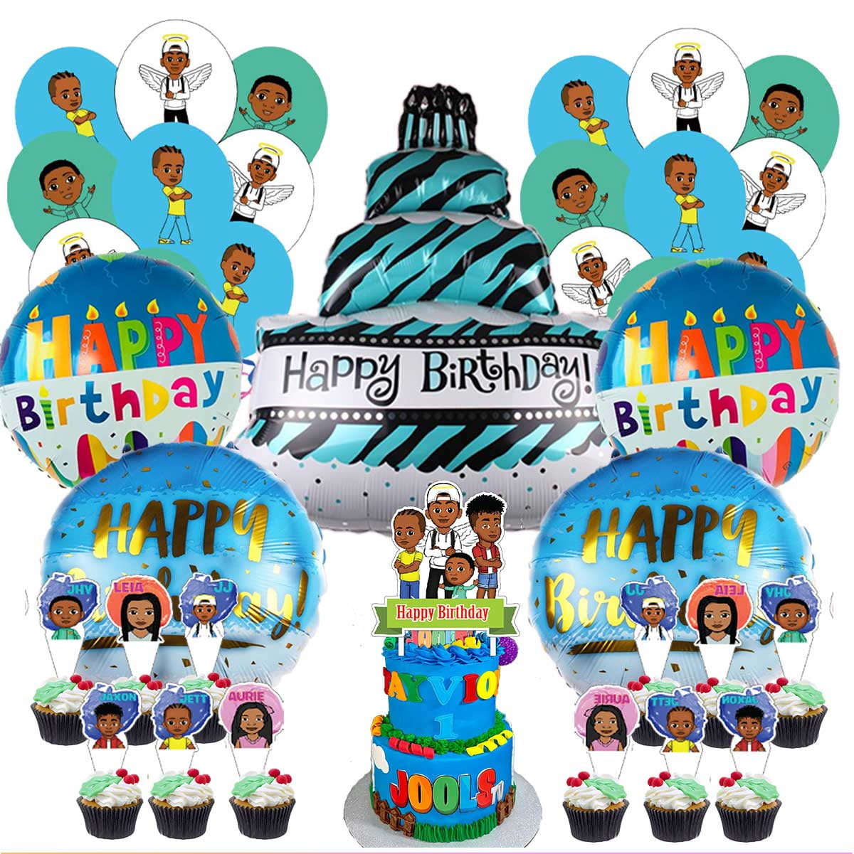 Jools TV Party Supplies Balloons Cake Topper Birthday Set Decorations ...