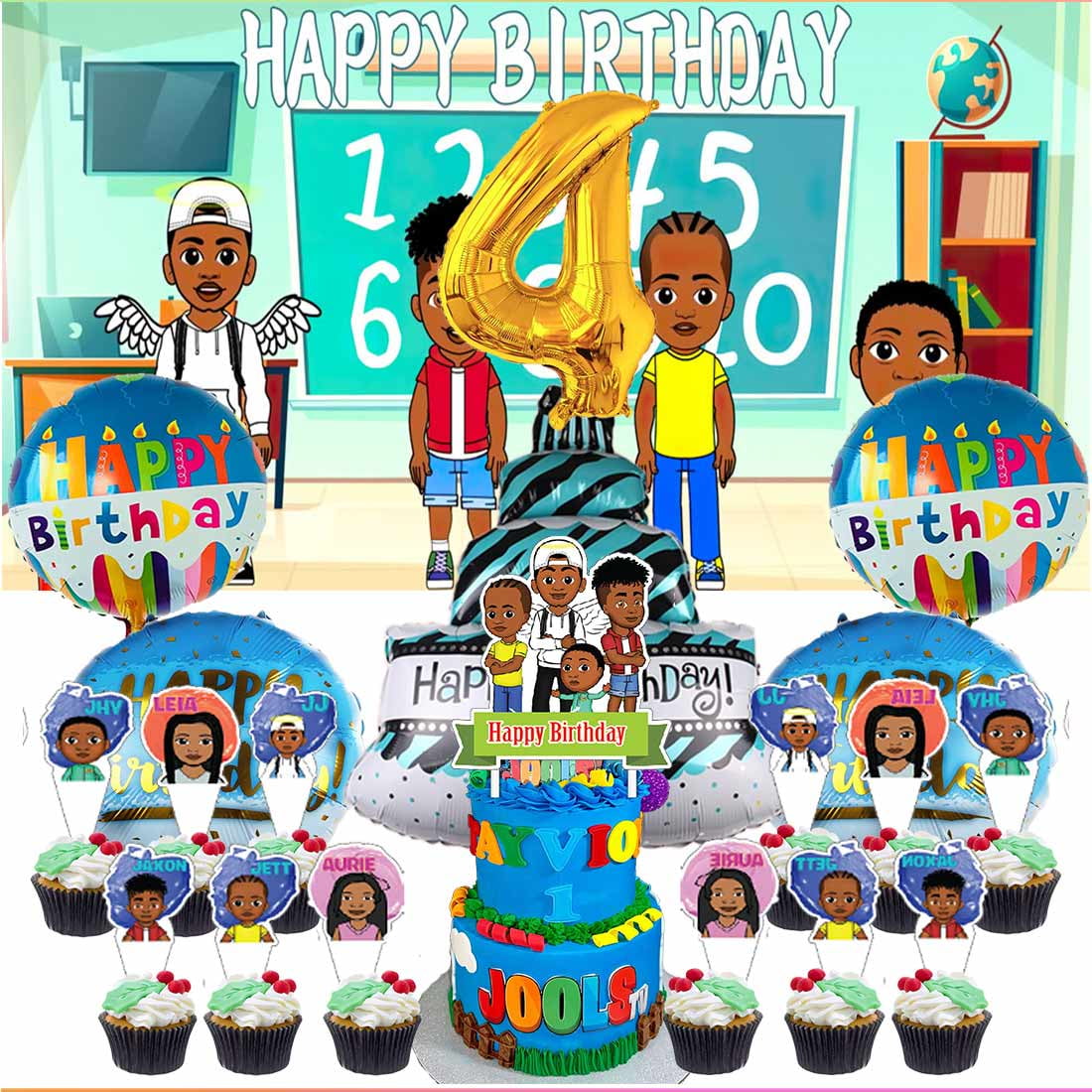 Jools TV Party Supplies Decor 4th Kit Balloons Birthday Cake Topper ...