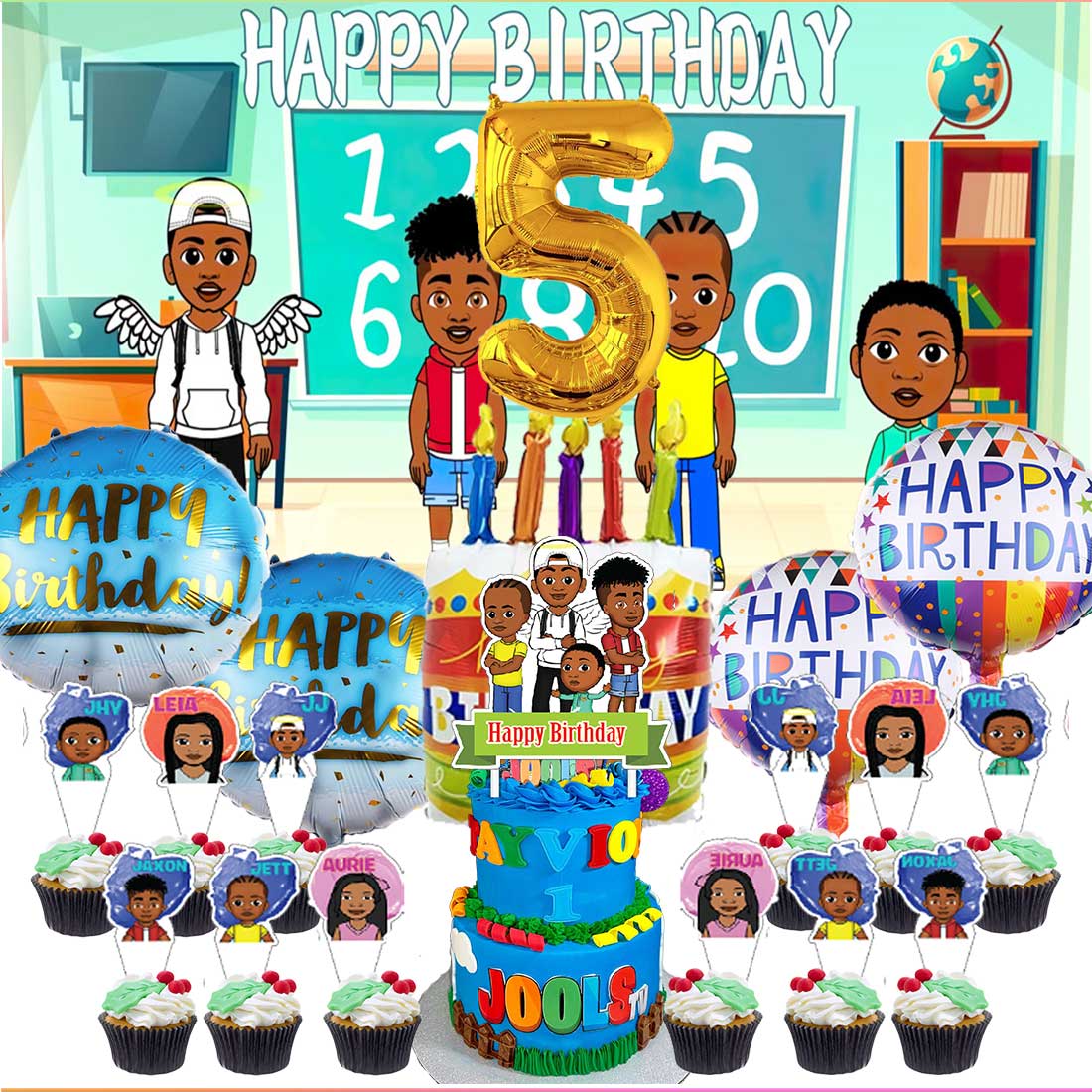Jools TV Party Supplies Decor 5th Kit Balloons Birthday Cake Topper ...