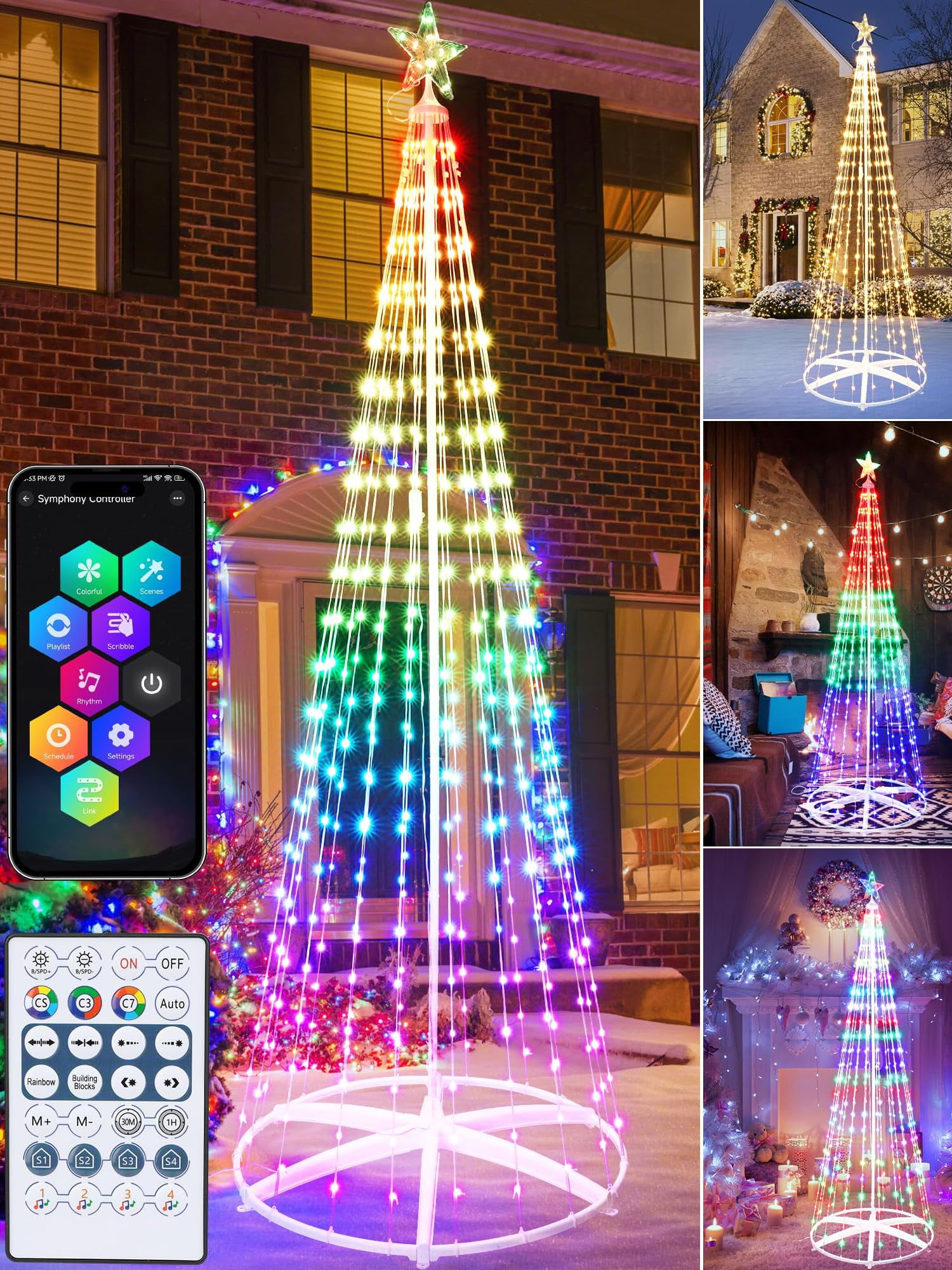 Joomer Christmas Tree Star AIF4 Lights 8.2FT 406LED Smart Color Change ...