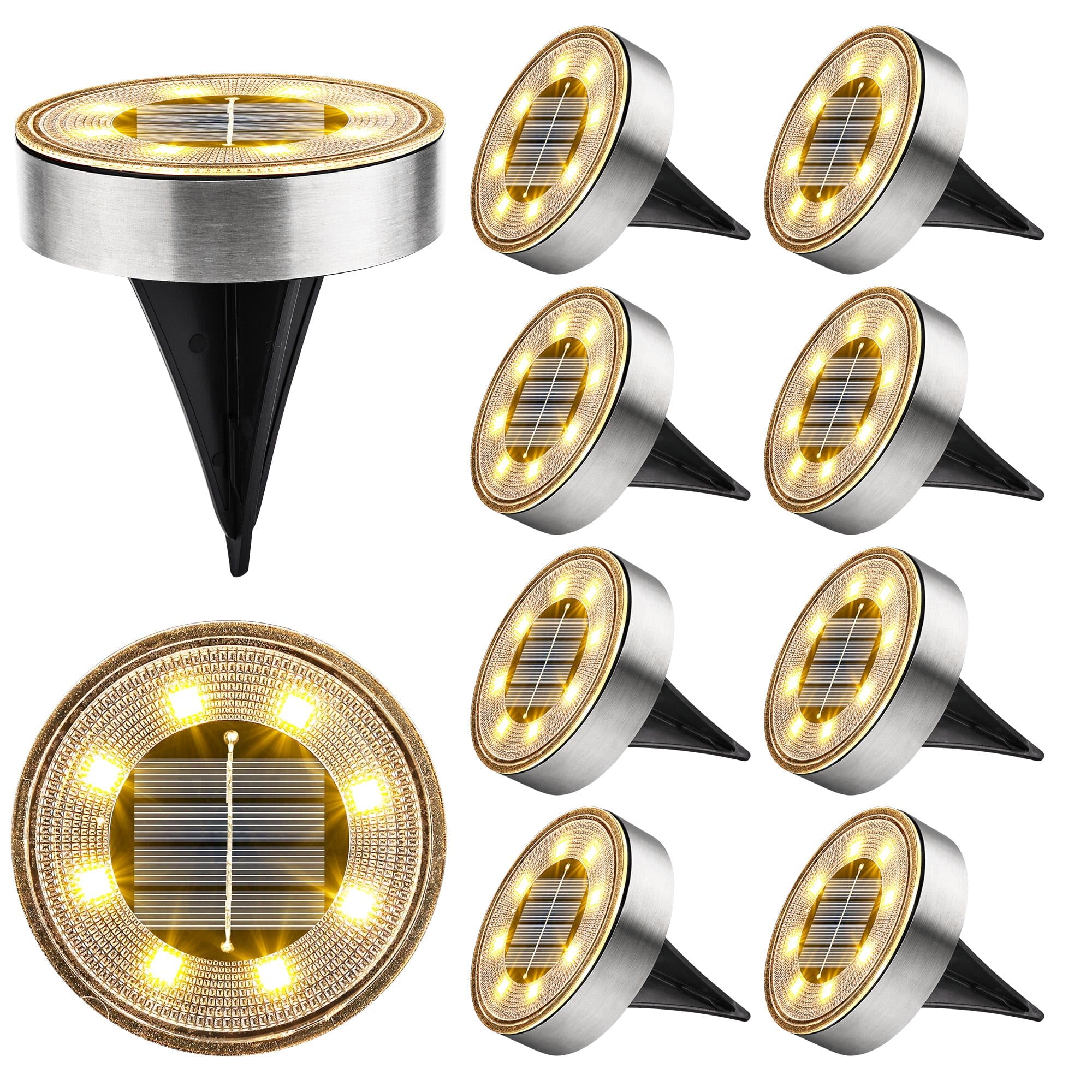 Joomer Ground Lights, MMF7 10 Pack 8 LED Lights Outdoor IP68 Waterproof ...