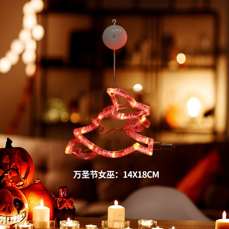 Joomer Halloween Window Lights, Purple Bat, Orange Pumpkin, White ...