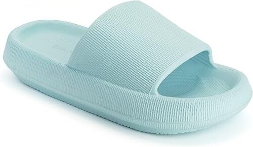 Joomra Pillow Slippers Unisex Blue Non-Slip Quick Drying Shower Slides ...