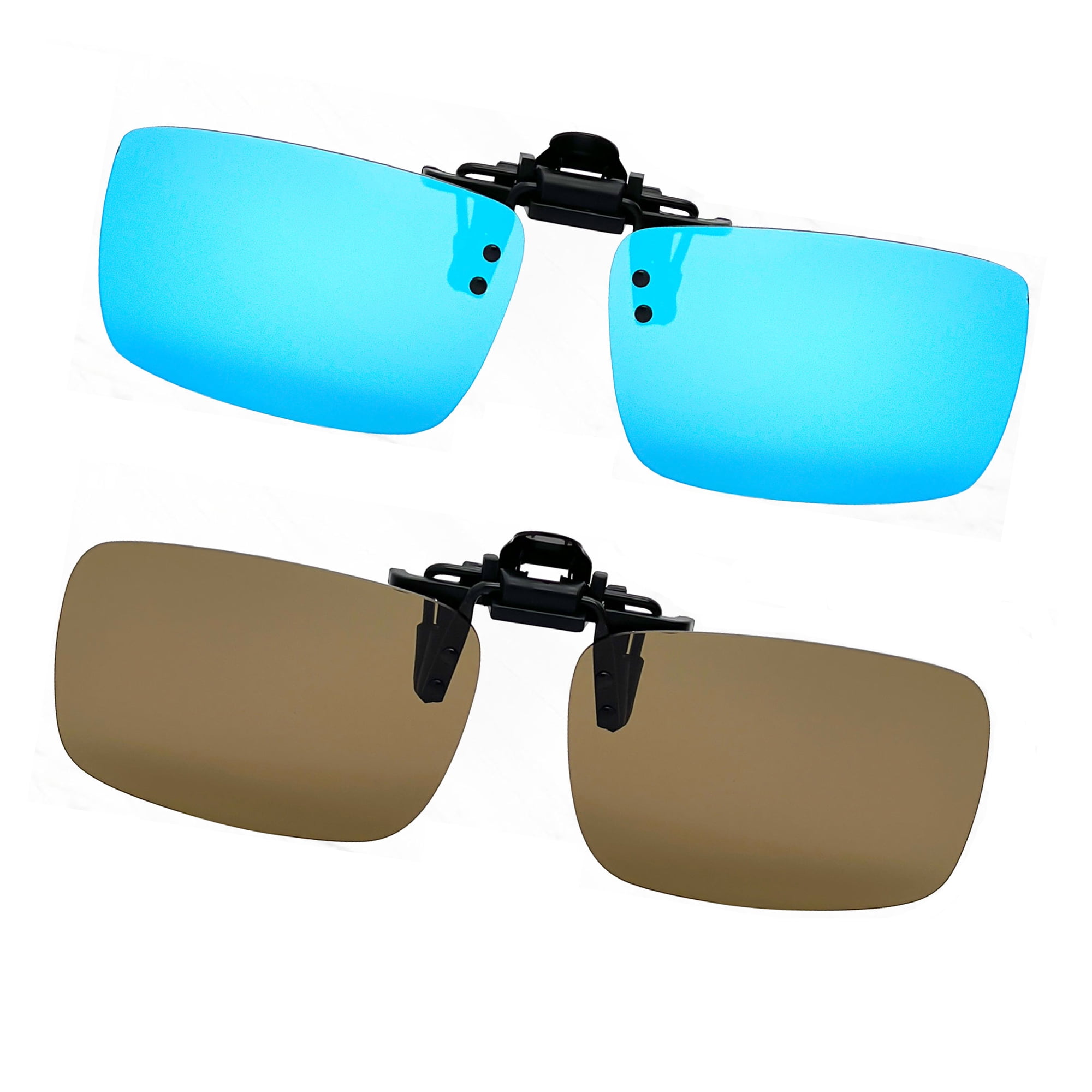 Joopin 2 Pairs Polarized Clip On Flip Up Metal Clip Rimless Sunglasses For Eyeglasses Blue