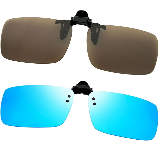 Joopin 2 Pairs Polarized Clip-on Flip Up Metal Clip Rimless Sunglasses ...