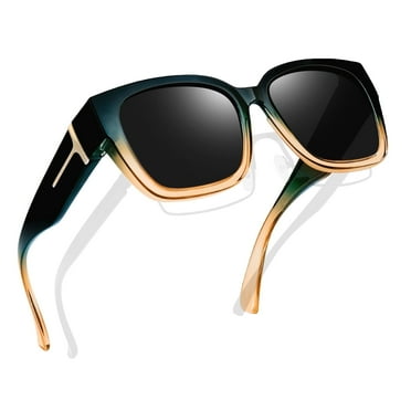 TINHAO Polarized Wrap Around Sunglasses, Cat-eye Fit Over Glasses ...