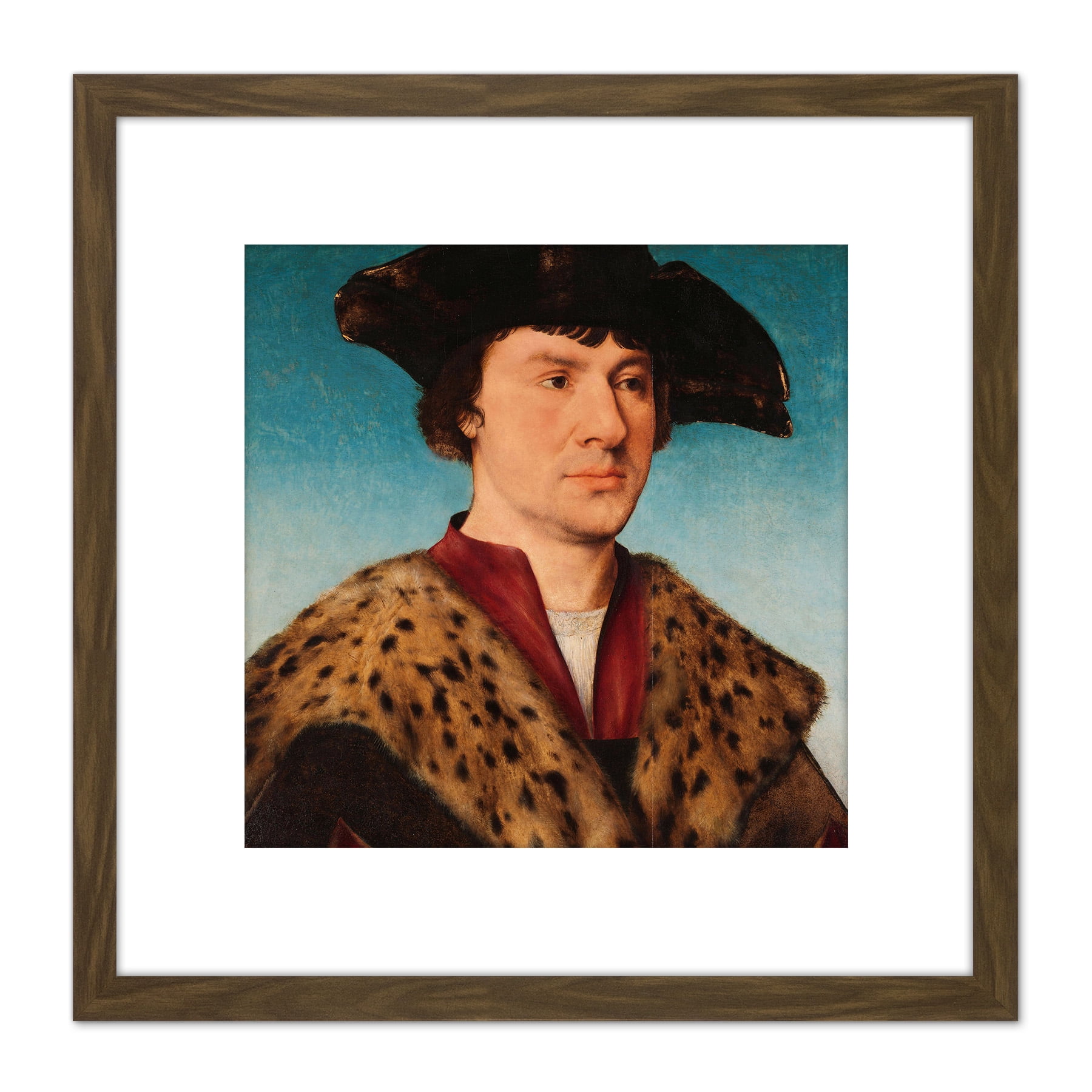 Joos Van Cleve Portrait Of A Man Painting 8X8 Inch Square Wooden Framed ...