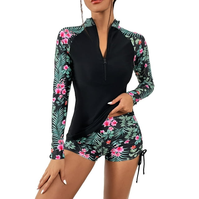 Joower Sun Shirt Women Swim Shirt Rash Guard Swimsuit Women Long