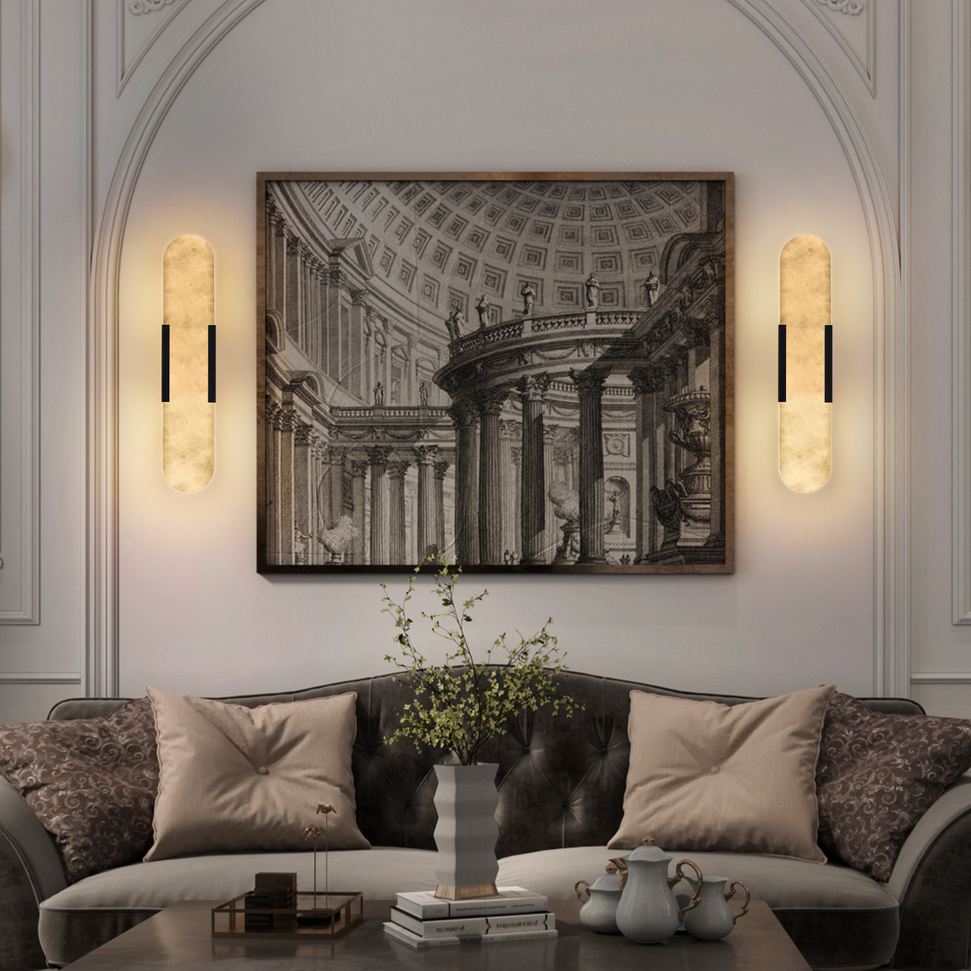 Jopath 19.7" Set of 2 Natural Marble Wall Sconces, Indoor Modern ...
