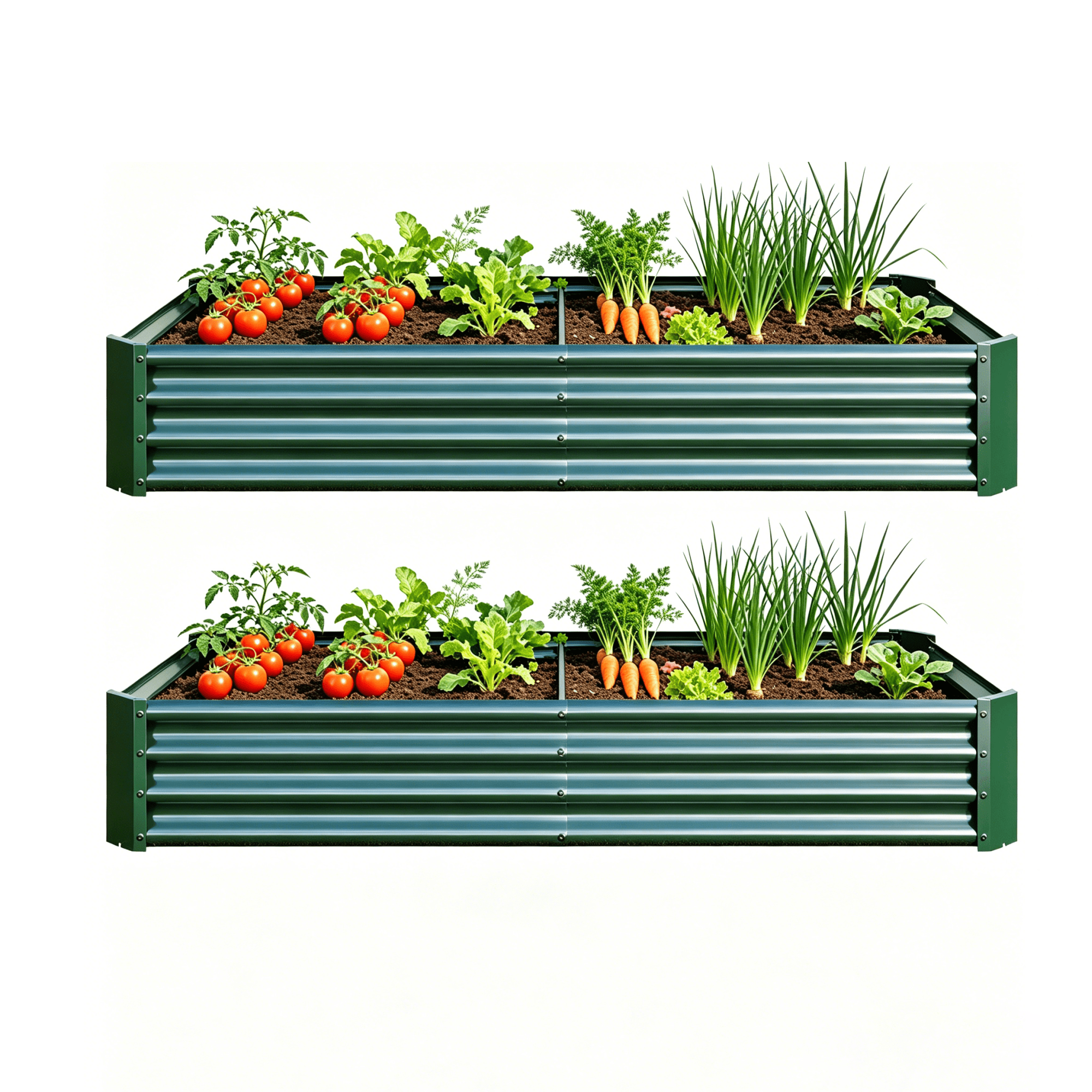 Jopath 2PCS Green Metal Raised Garden Bed, Rectangle Raised Planter for ...