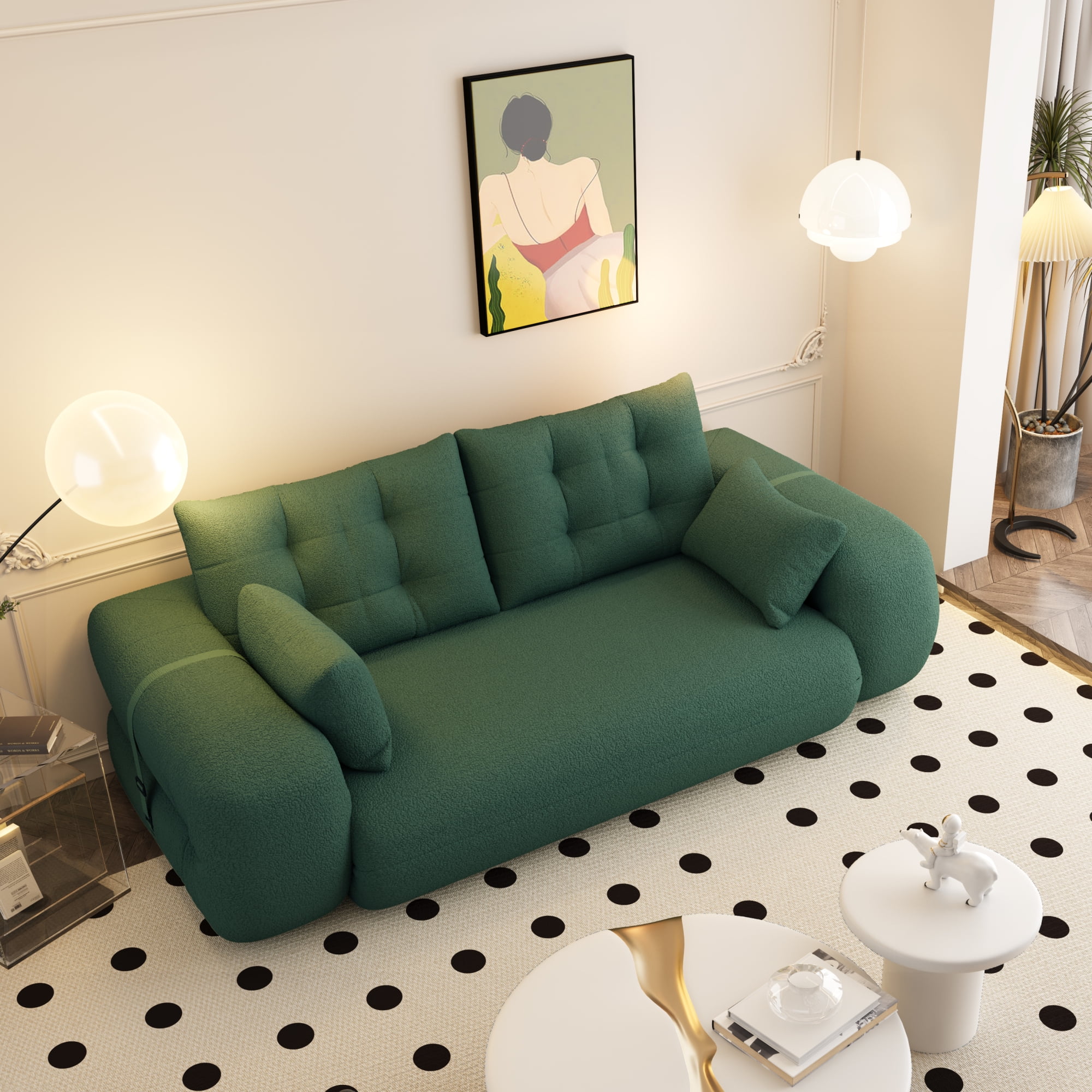 Jopath 3-In-1 Teddy Fabric Foam-Filled Sleeper Sofa Bed Human Dog Bed ...