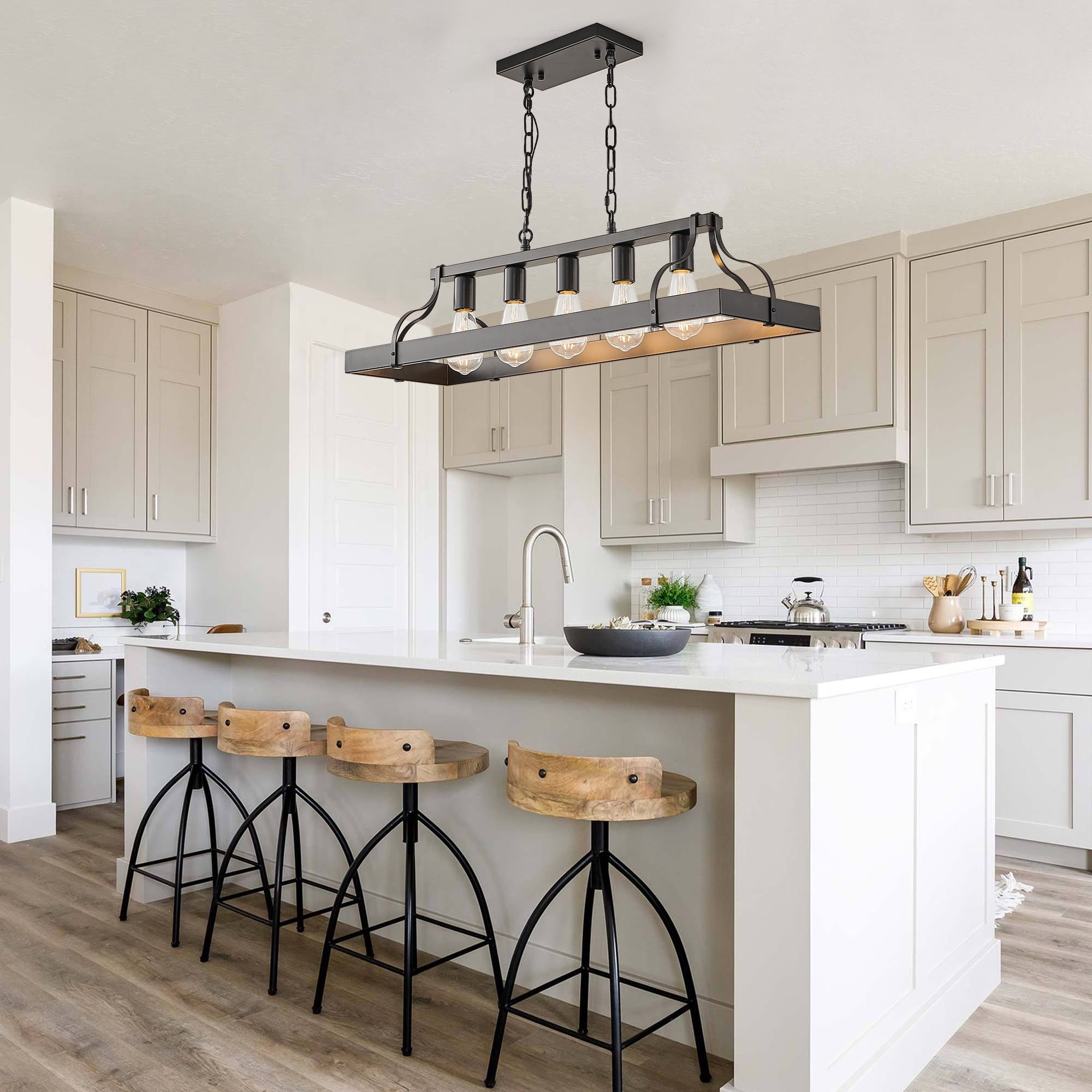 Jopath 34-Inch Black Industrial Pendant Light with Adjustable Chain ...