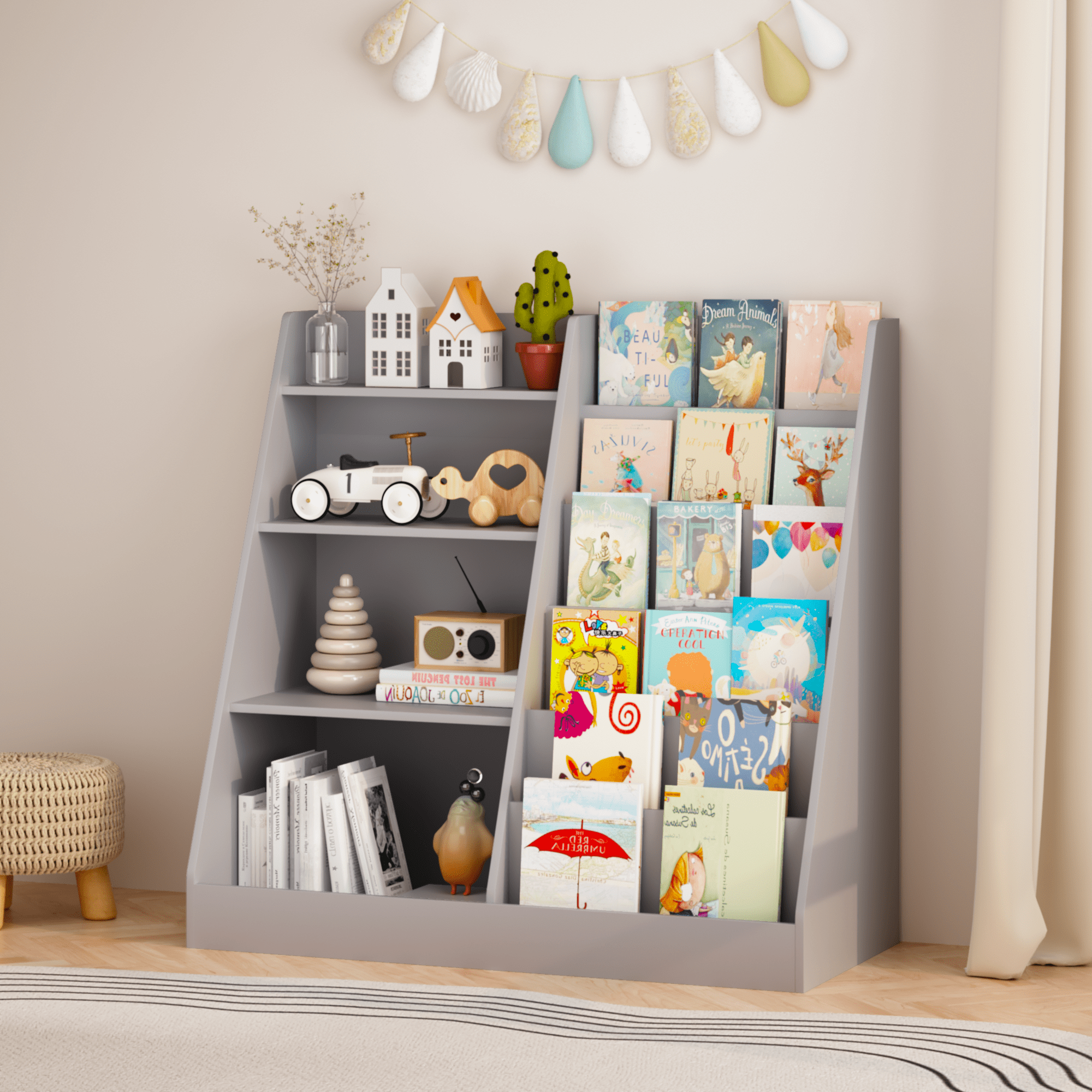 Jopath 4 Tier Kids Bookshelf and Toy Storage Organizer,Multifunctional ...