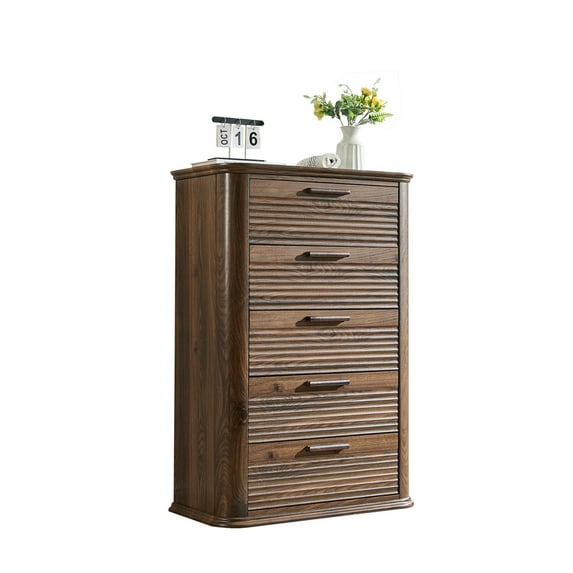 Jopath 5 Drawers Dresser For Bedroom Wood Fluted Chest Of Drawer ...