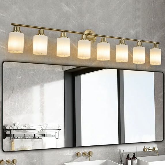 Jopath 52" Modern 8-Light Vanity Wall Sconce, Golden Finish with ...