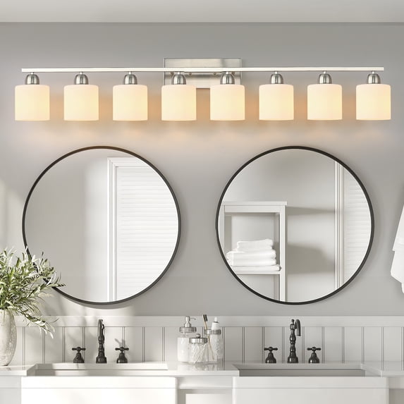 Jopath 8-Light Modern Vanity Light Over Mirror, Wall Sconces with Milky ...