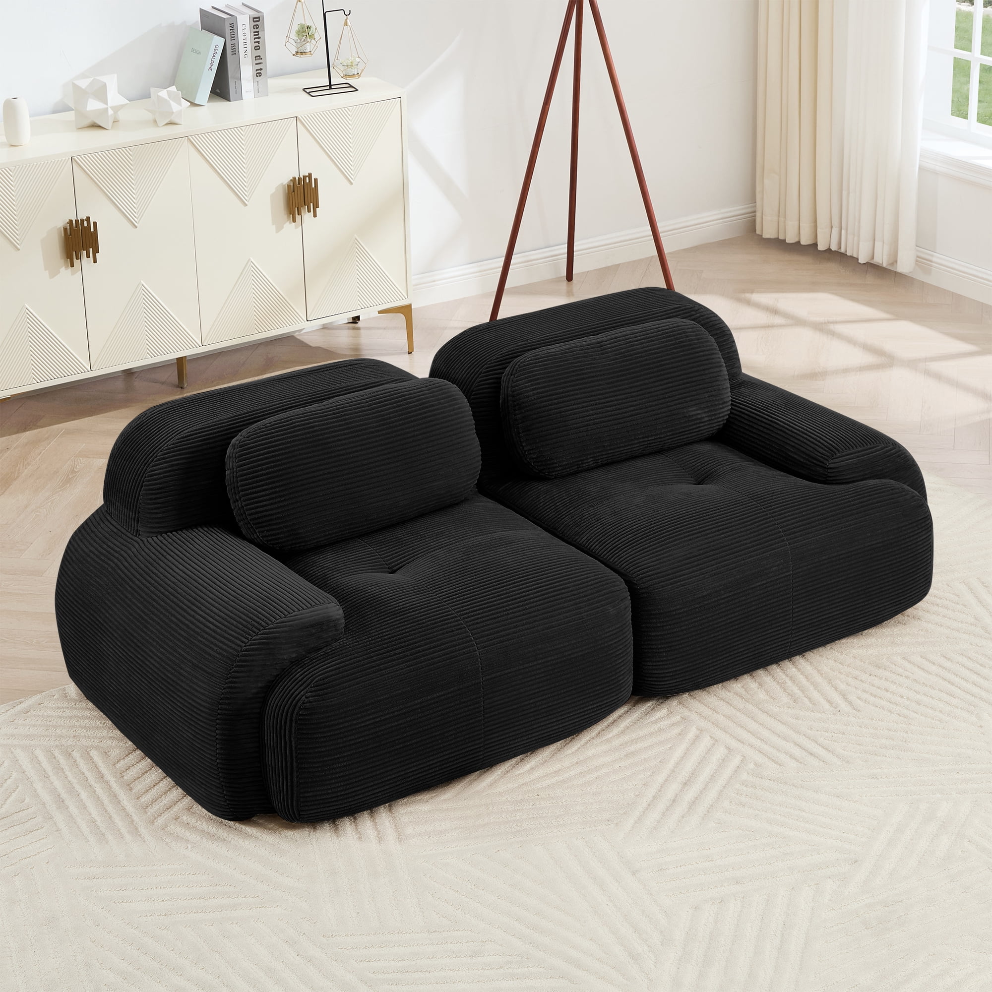 Jopath 82" Oversized Corduroy Loveseat Sofa, Comfy 4-Seater Couch For ...