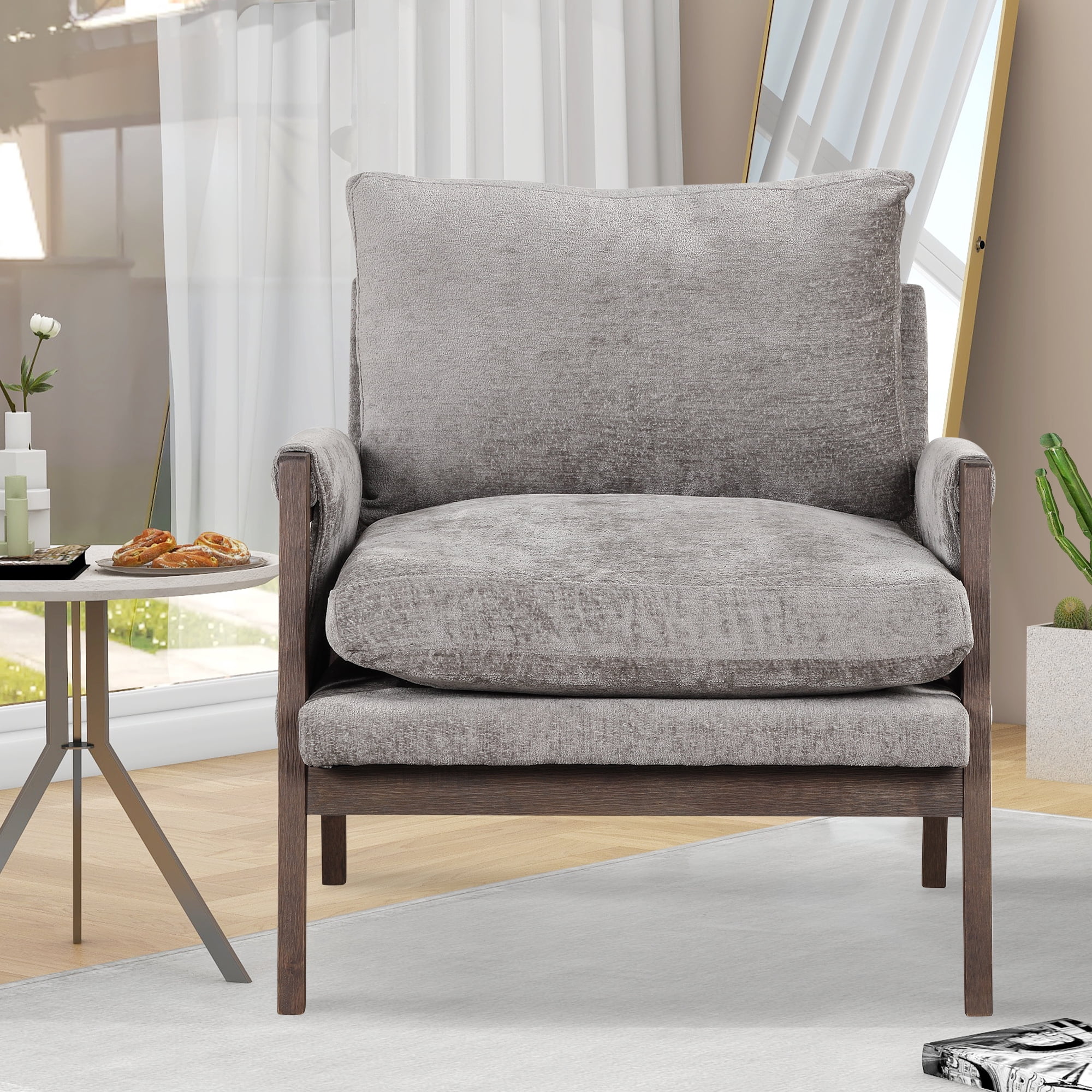 Jopath Accent Armchair, Mid-Century Modern Velvet Armchair for Bedroom ...