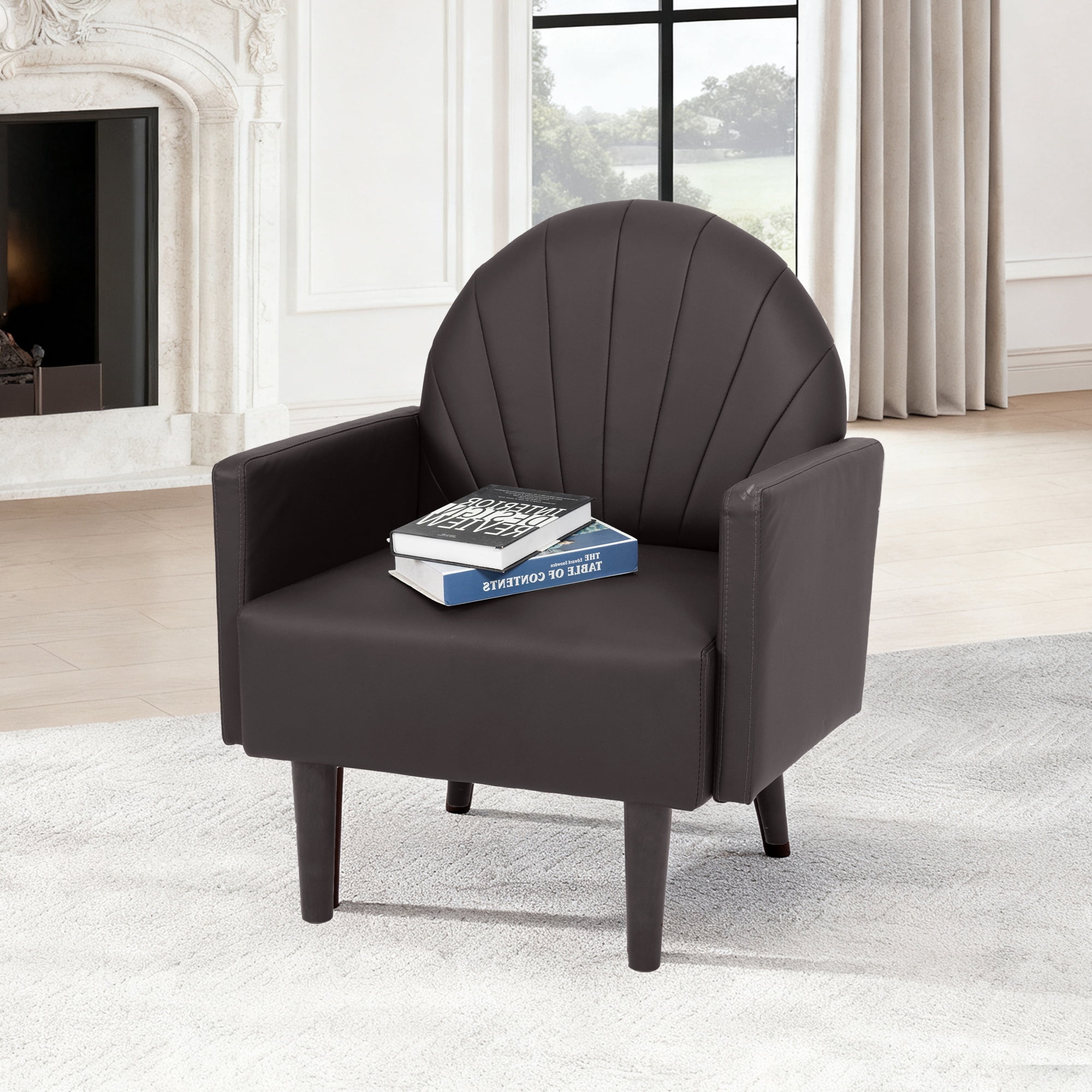 Jopath Accent Chair, Shell-Shaped Armchair with Pu Leather Upholstery ...