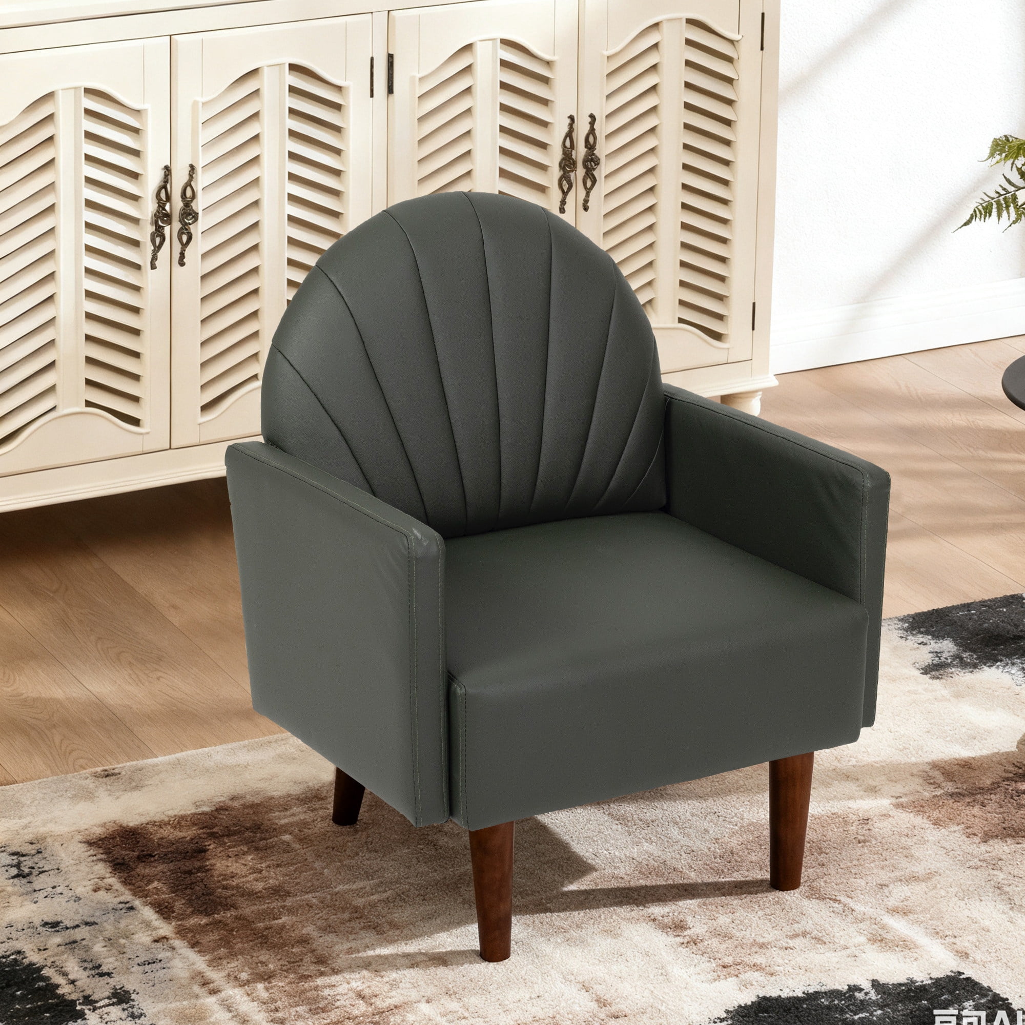 Jopath Accent Chair, Shell-Shaped Armchair with Pu Leather Upholstery ...