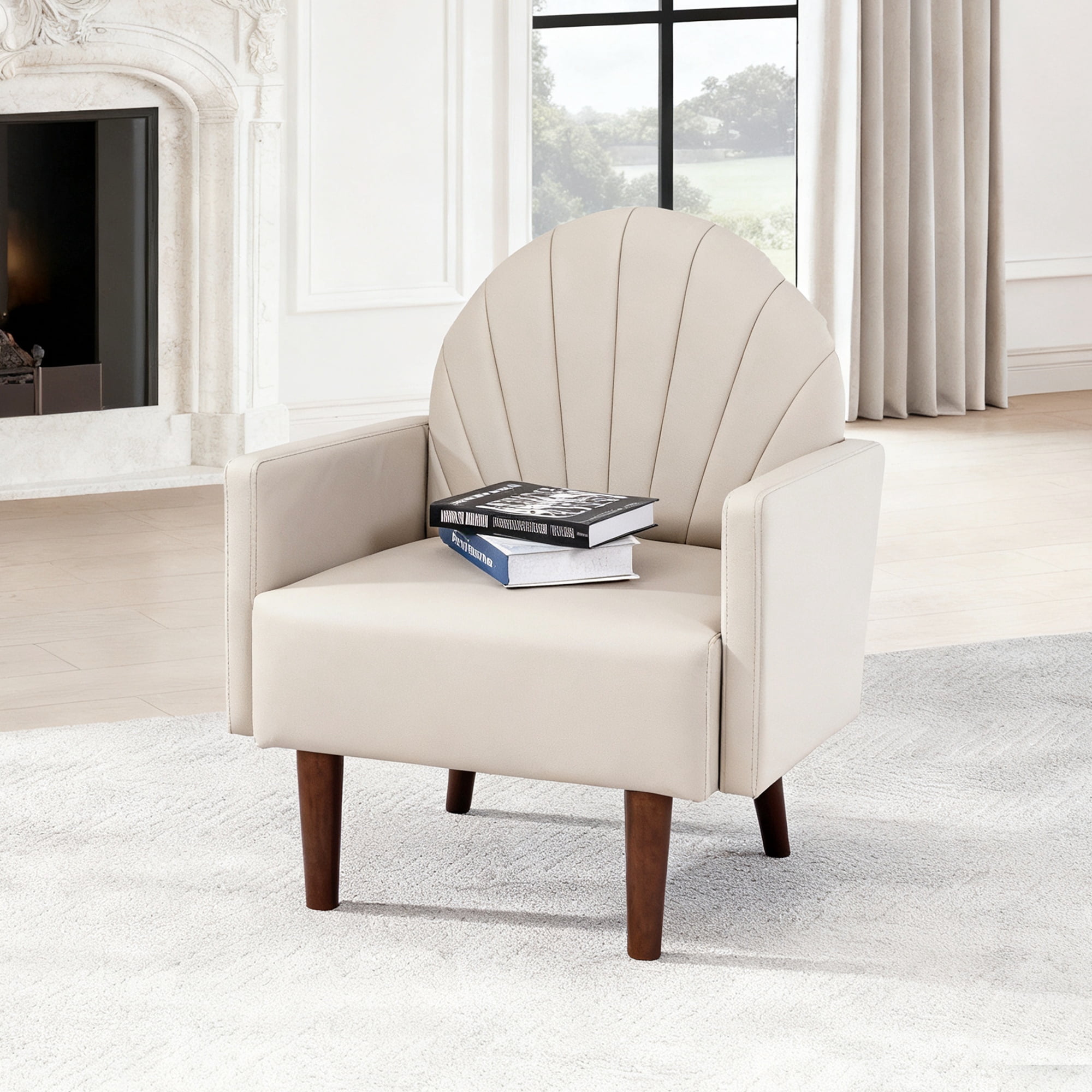 Jopath Accent Chair, Shell-Shaped Armchair with Pu Leather Upholstery ...